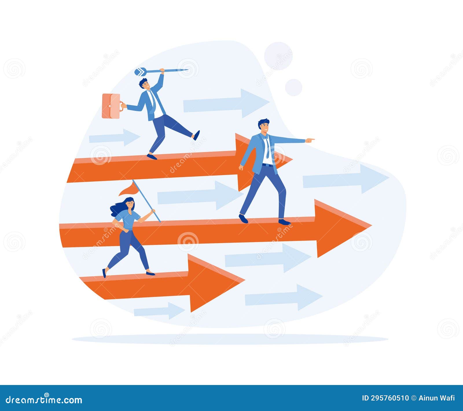 Business Competition. Three Business Persons Racing on the Arrows ...