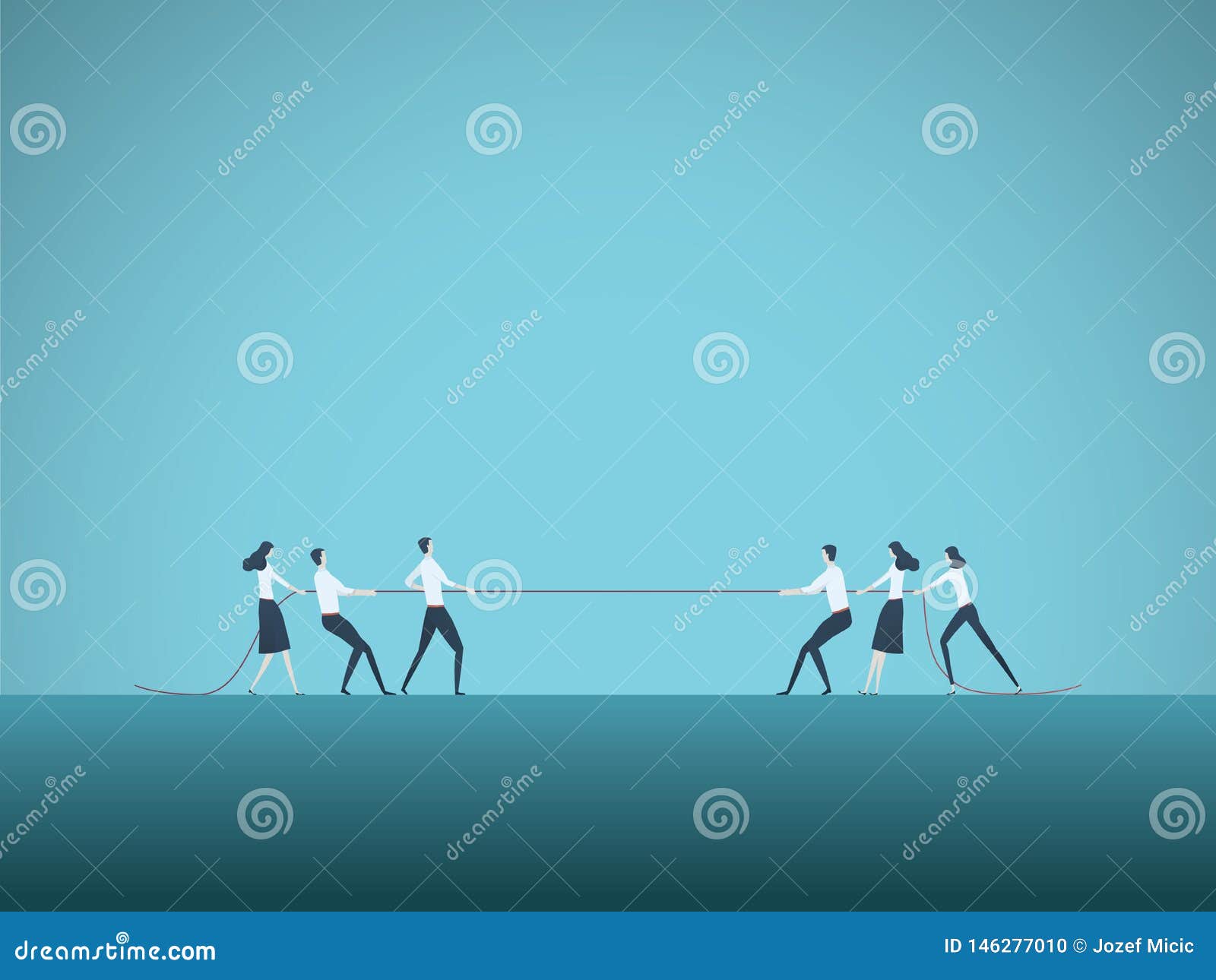 Business Competition Vector Concept with Teams in Tug of War Pulling ...