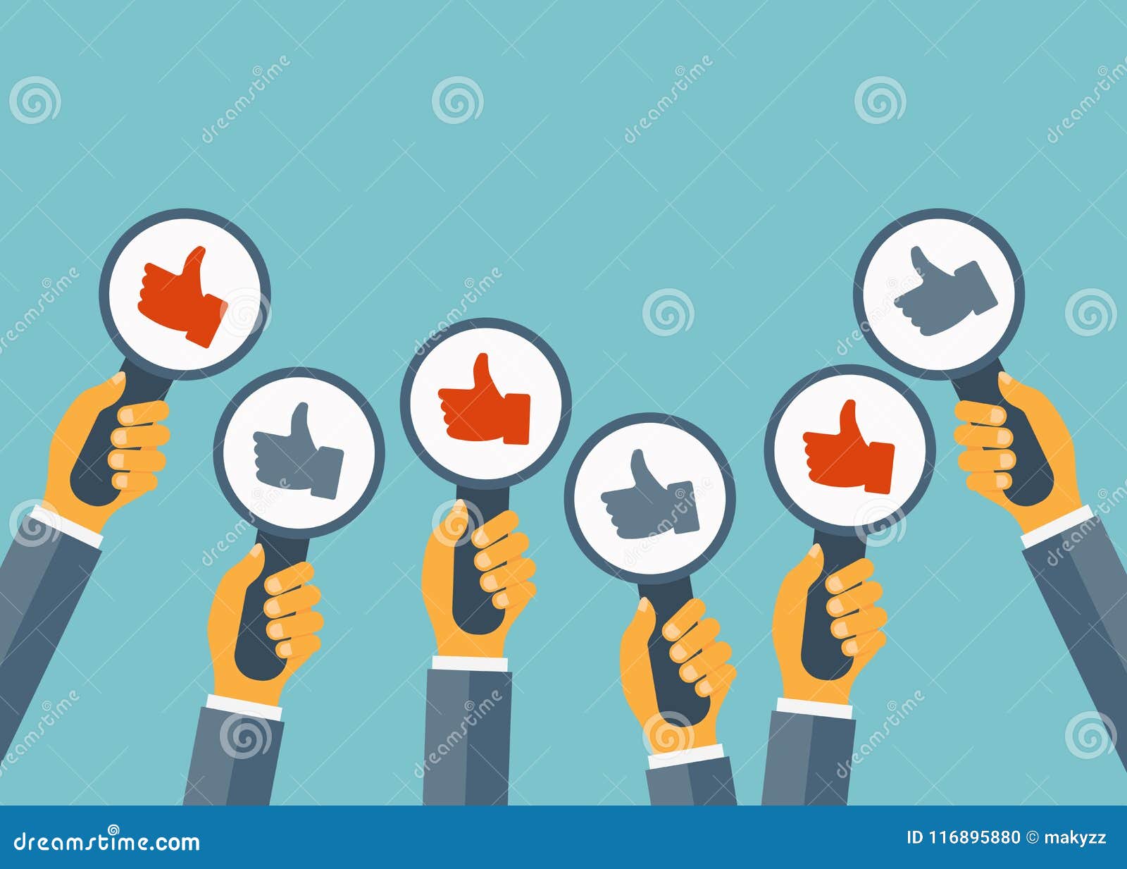 Business Compliment Concept. Thumbs Up Hands. Flat Vector Illustration ...