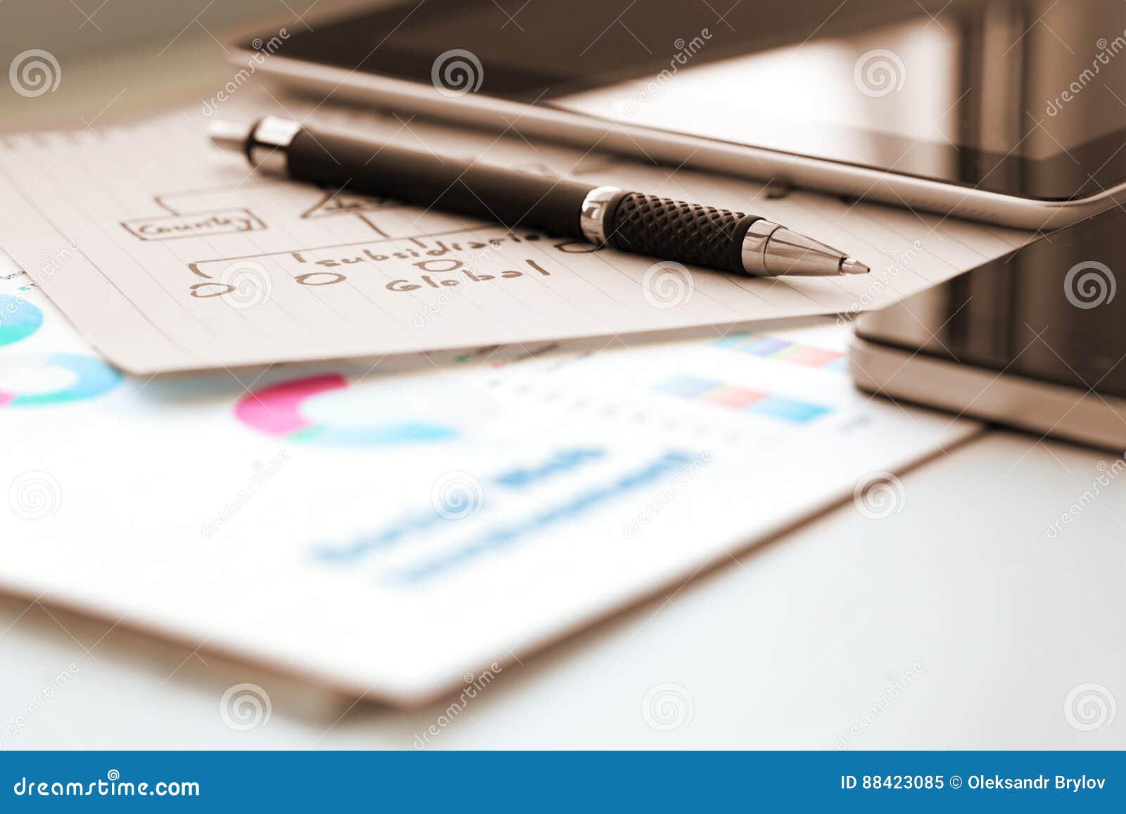 Business Composition with Two Digital Gadgets Pen and Papers Stock ...