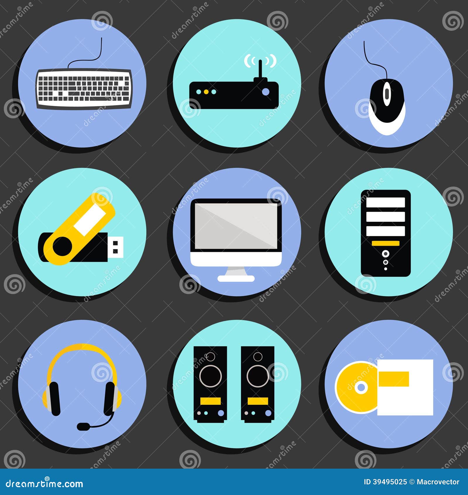 Business Computer Icons Set Stock Vector - Illustration of collection ...