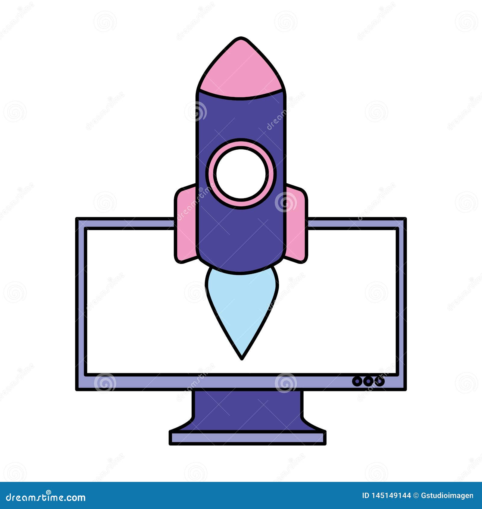 Business Computer Rocket Launching Stock Vector - Illustration of ship ...