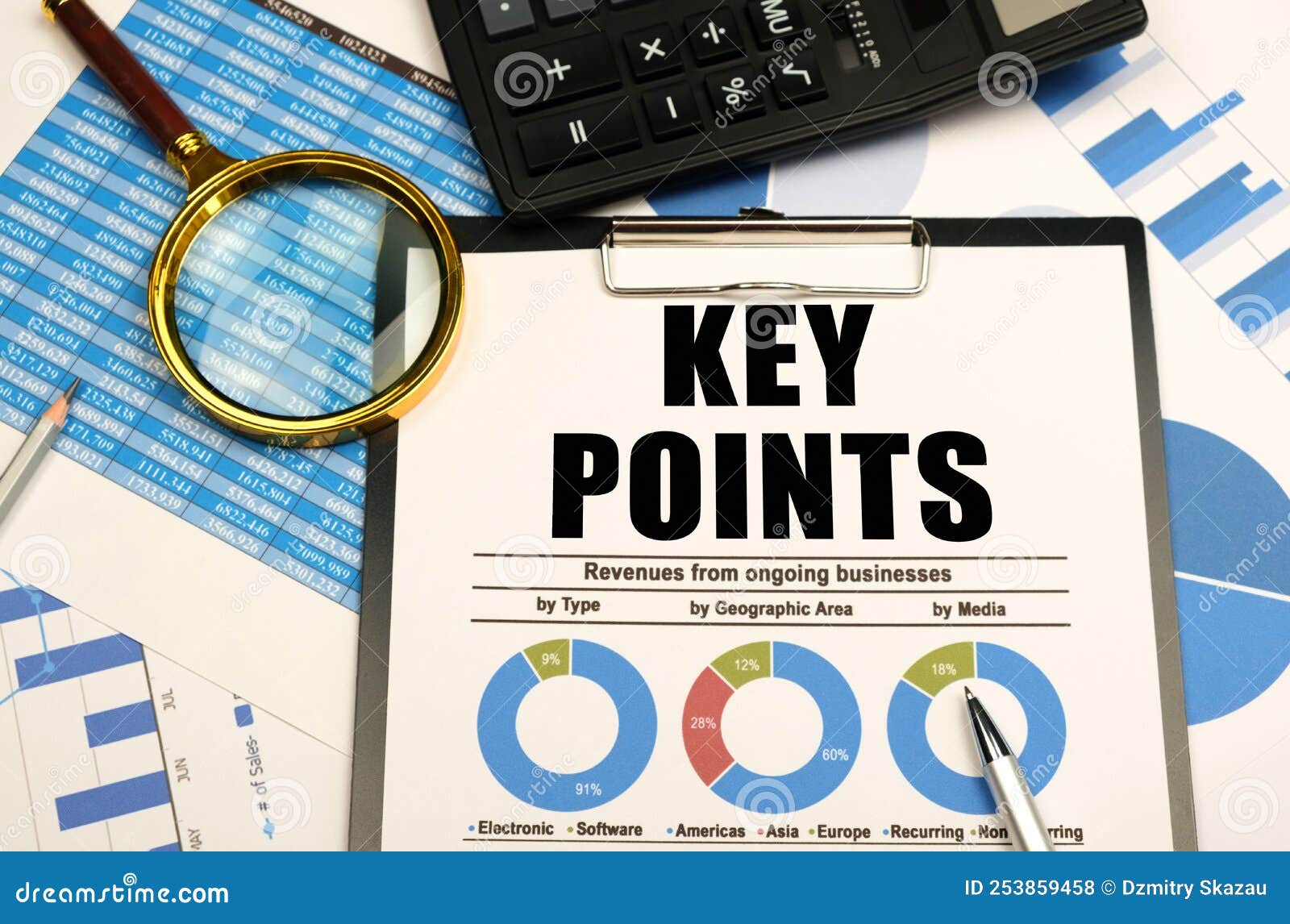 On the Reporting Documents, There are Office Items and a Tablet with ...