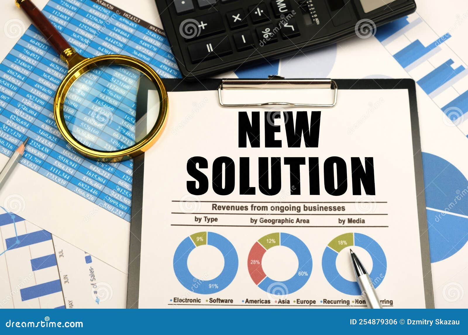 On the Reporting Documents, There are Office Items and a Tablet with ...