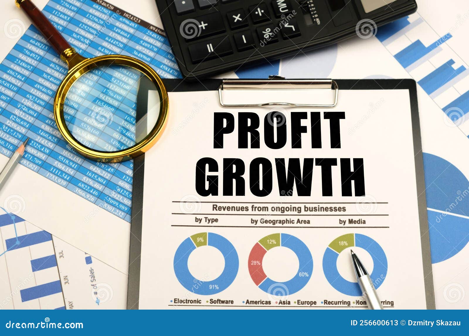 On the Reporting Documents, There are Office Items and a Tablet with ...