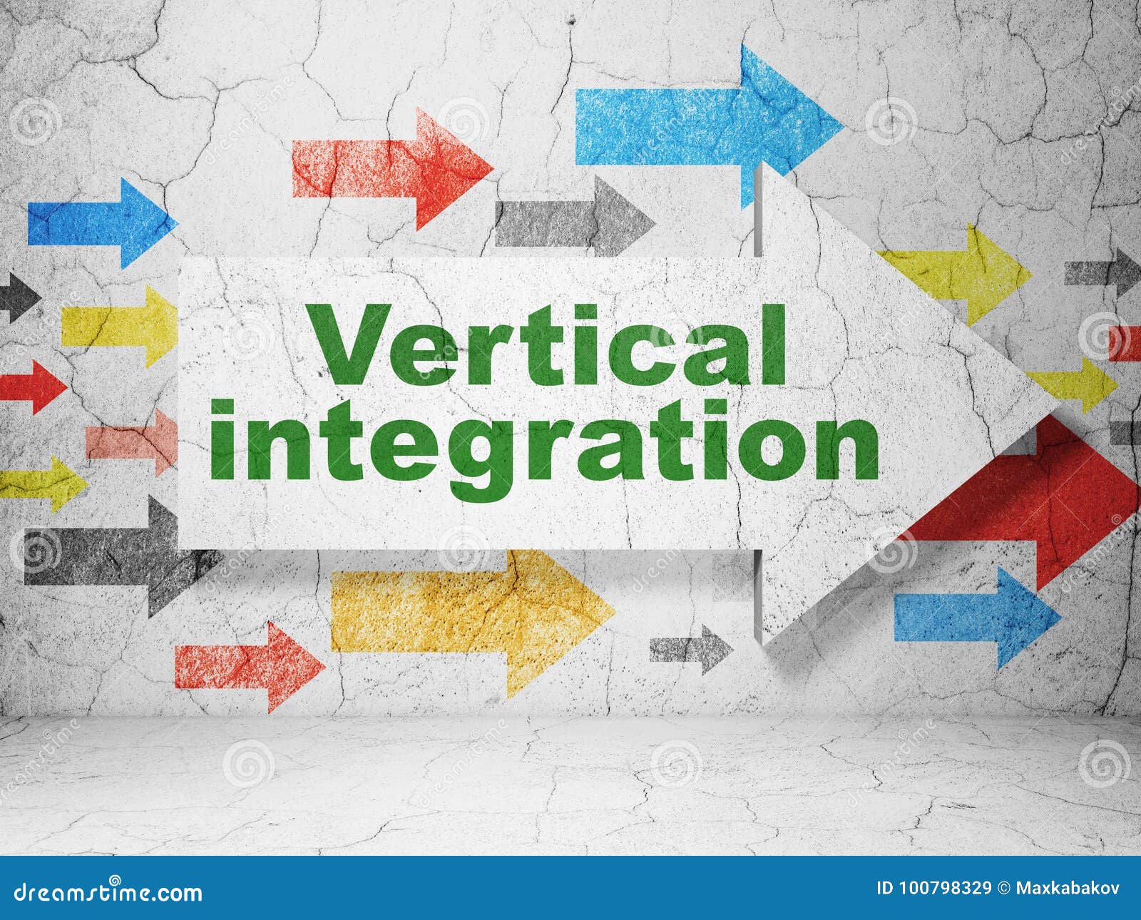 Business Concept: Arrow with Vertical Integration on Grunge Wall ...