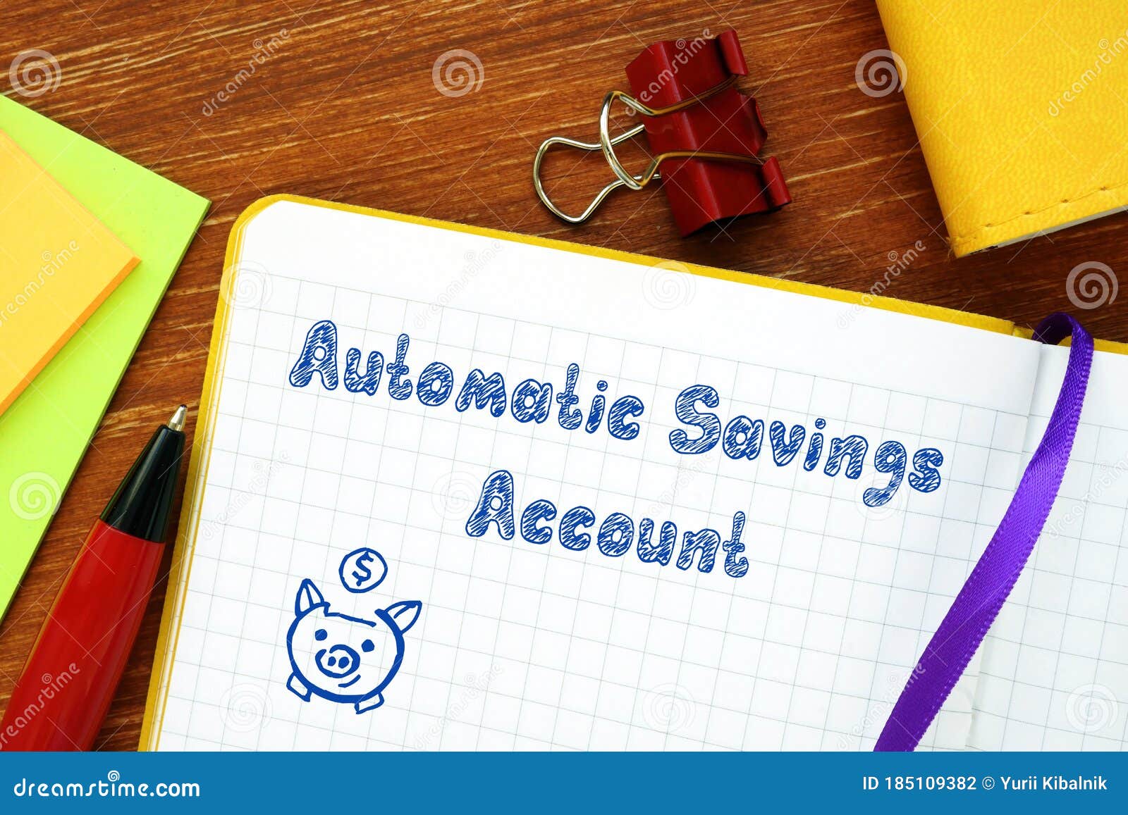 Business Concept about Automatic Savings Account with Sign on the Page ...