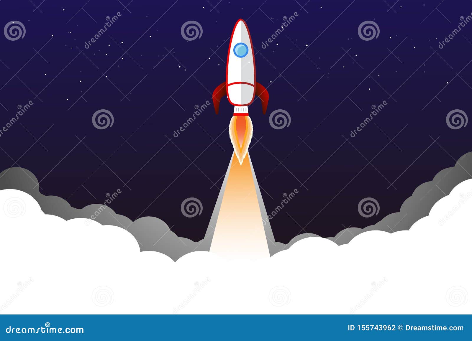 Business Concept of Banner with Startup Rocket.Launch Rocket Vector ...