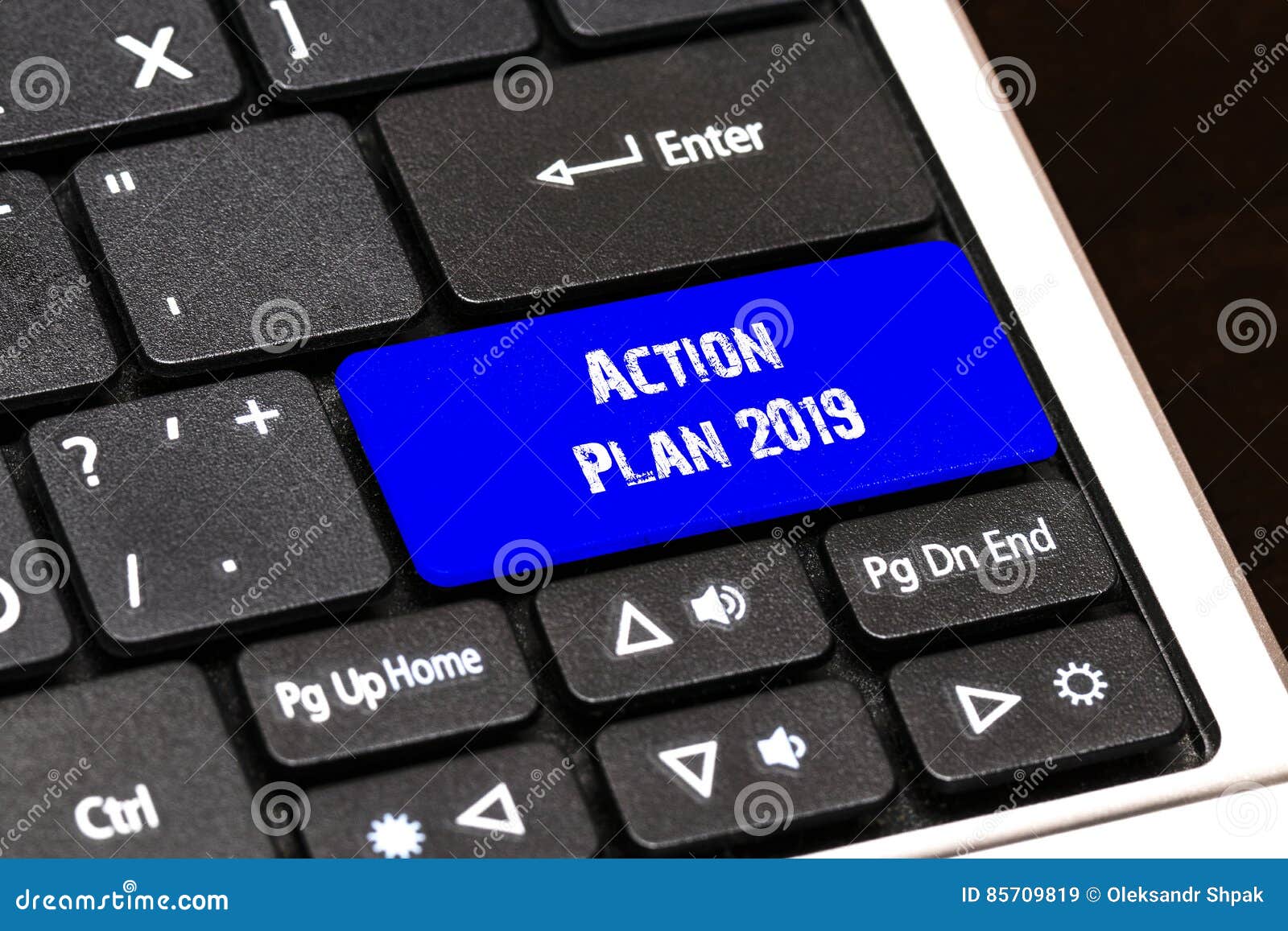 Business Concept - Blue Action Plan 2019 Button on Slim Stock ...