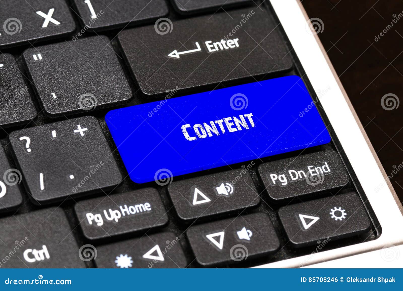 Business Concept - Blue Content Button on Slim Stock Illustration ...