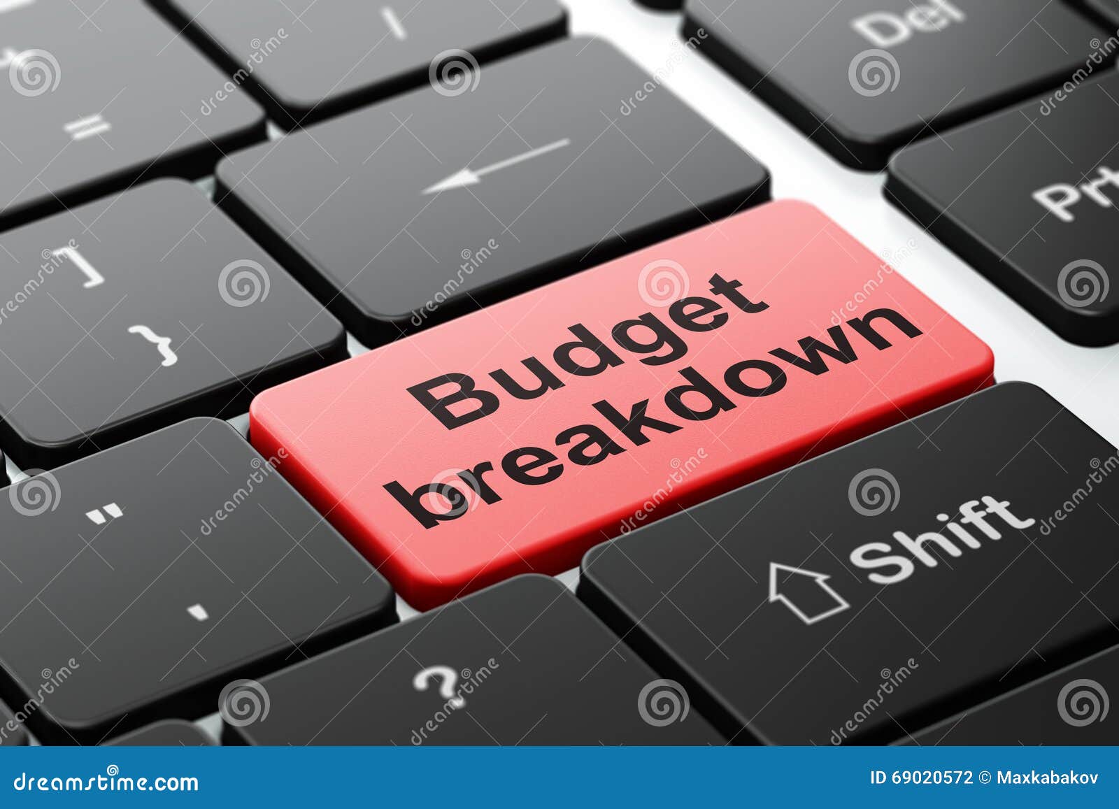 Business Concept: Budget Breakdown on Computer Keyboard Background ...