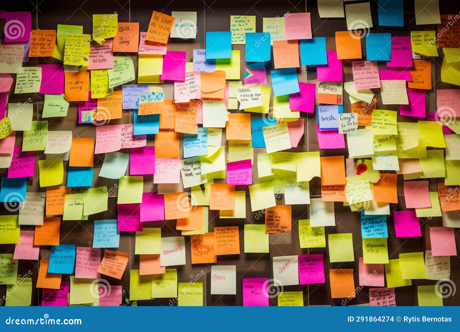 Bunch of Note Stickers on Wall. Generative AI Stock Illustration ...