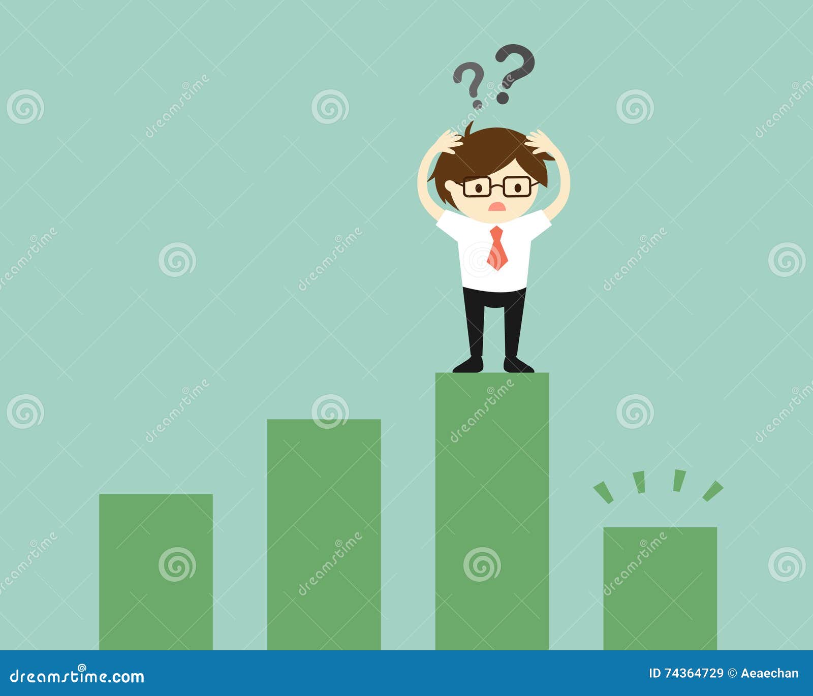Business Concept, Businessman is Confusing because the Chart Going Down ...