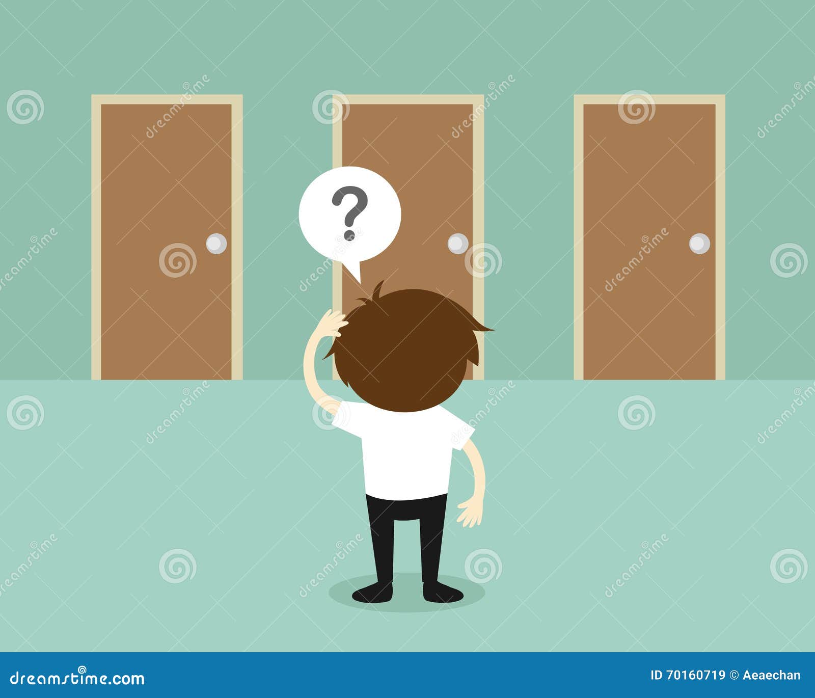 Business Concept, Businessman is Confusing about Tree Doors. Stock ...