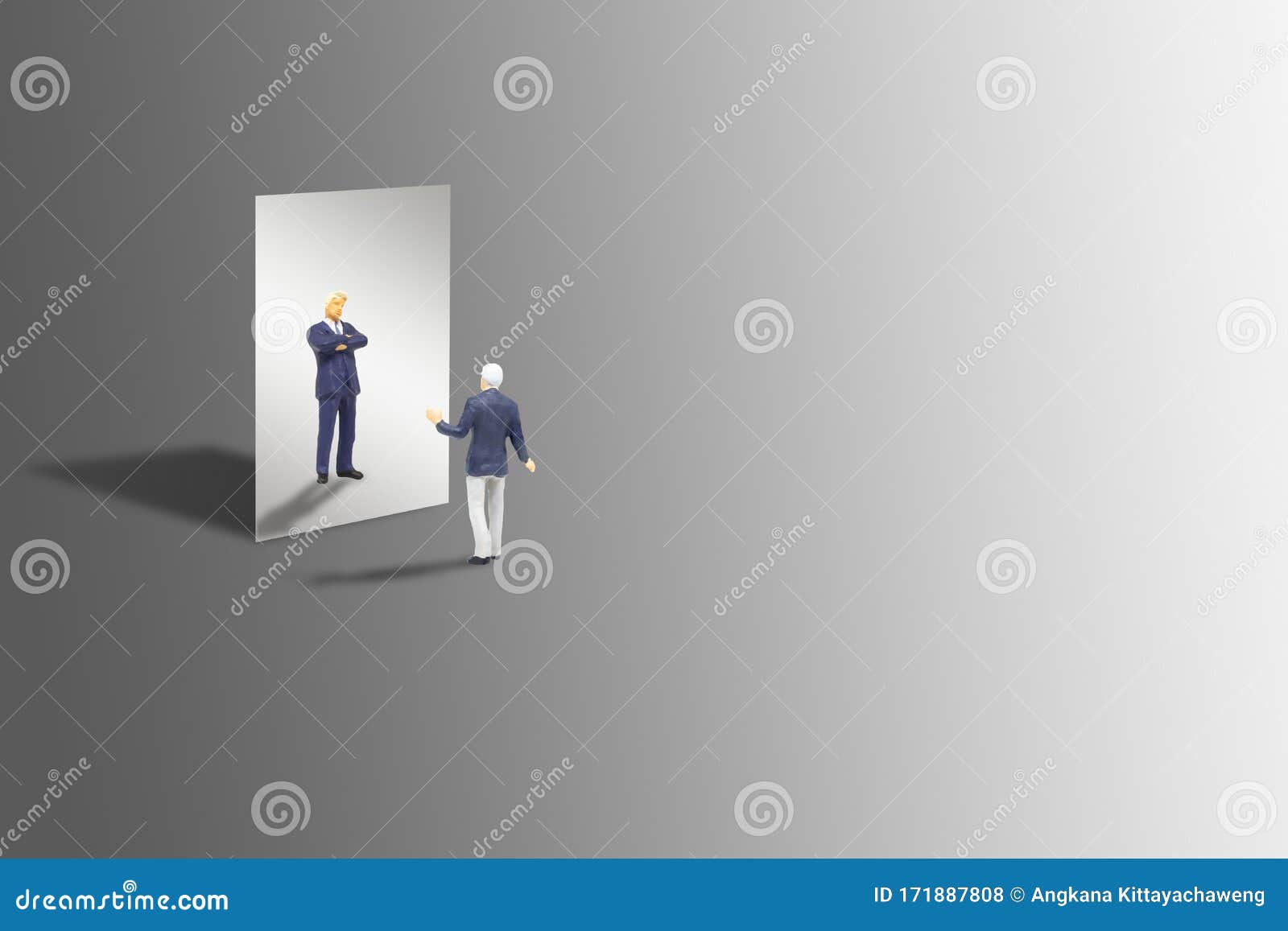 Businessman Standing in Front of Mirror and See Himself Smart ...