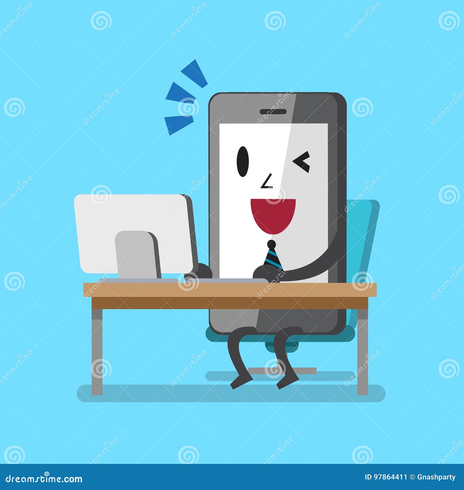 Business Concept Cartoon Smartphone Working Like a Human Stock Vector ...