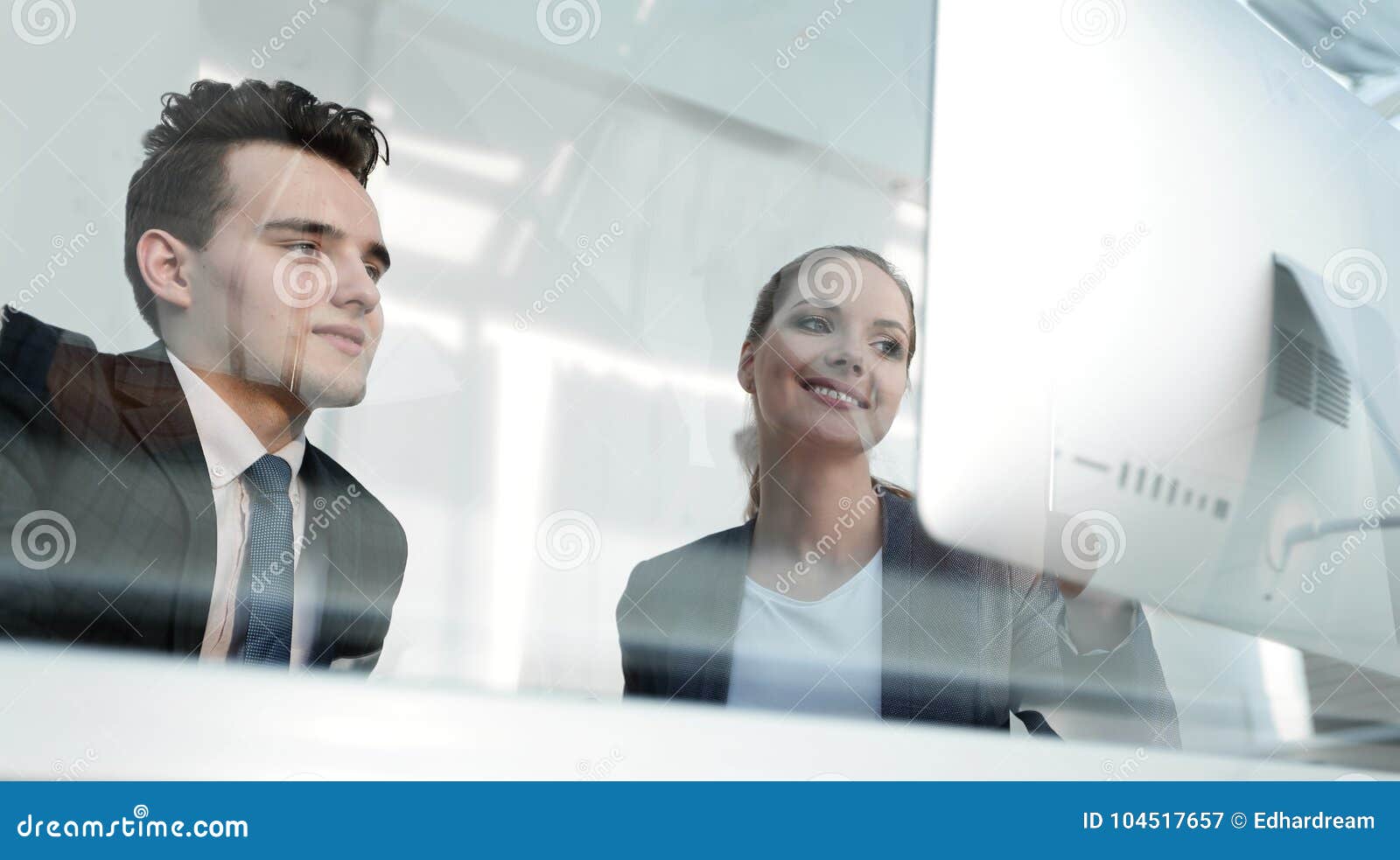 Business Concept.colleagues Looking at Computer Screen Stock Image ...