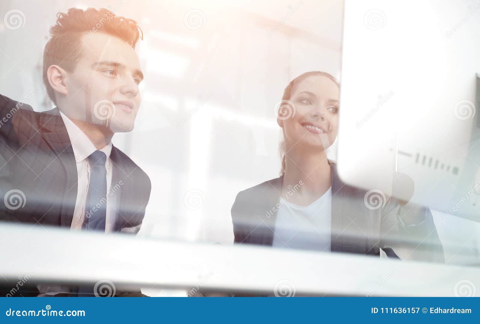 Business Concept.colleagues Looking at Computer Screen Stock Image ...