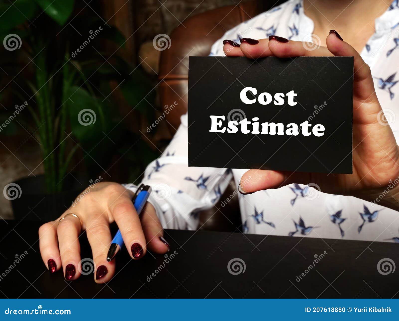 Business Concept about Cost Estimate with Sign on Blank Business Card ...