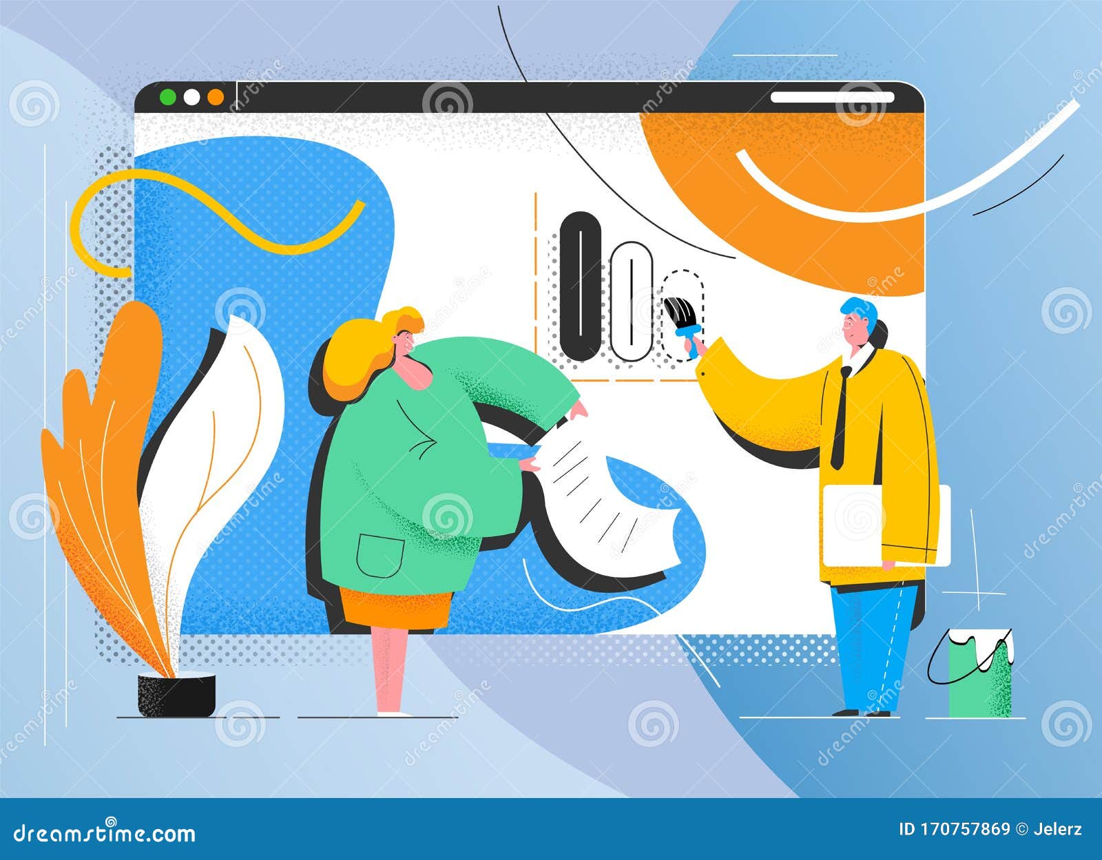 Business Concept. Data Analytics Man and Woman Build Data Graphics ... Business Concept. Data Analytics Man and Woman Build Data Graphics ...