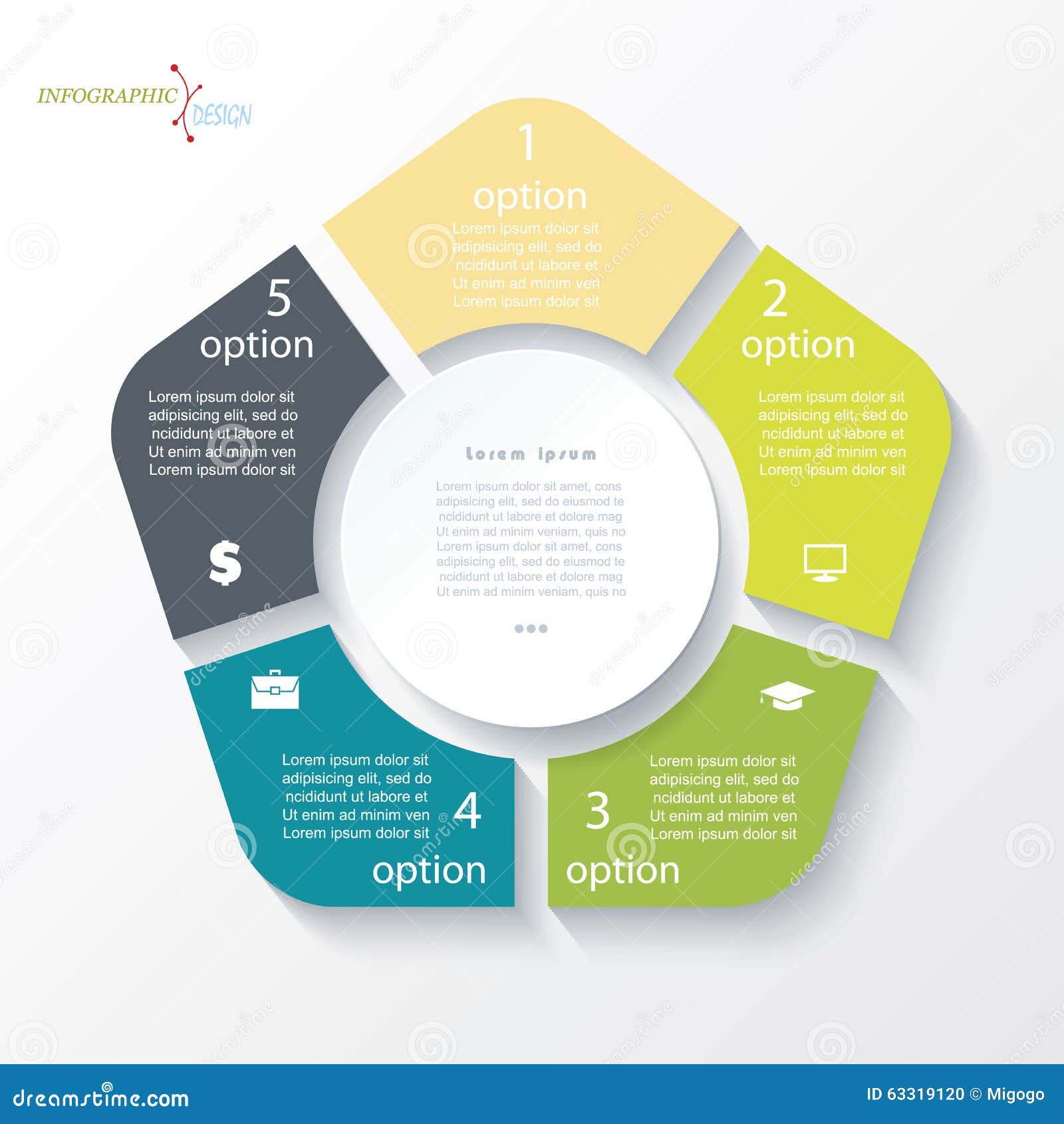 Business Concept Design with Circle and 5 Segments Stock Vector ...