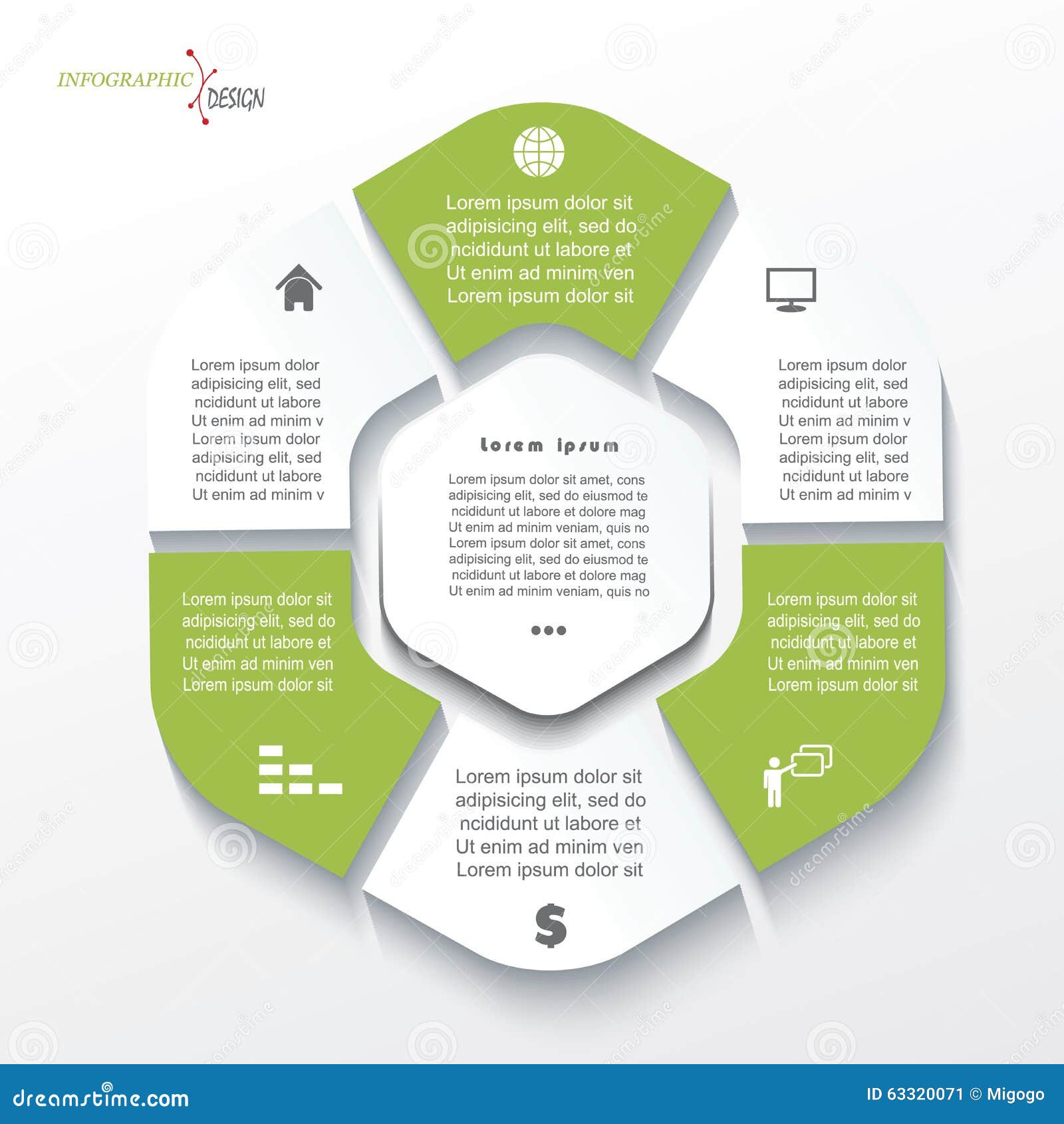 Business Concept Design with Six Segments. Stock Vector - Illustration ...