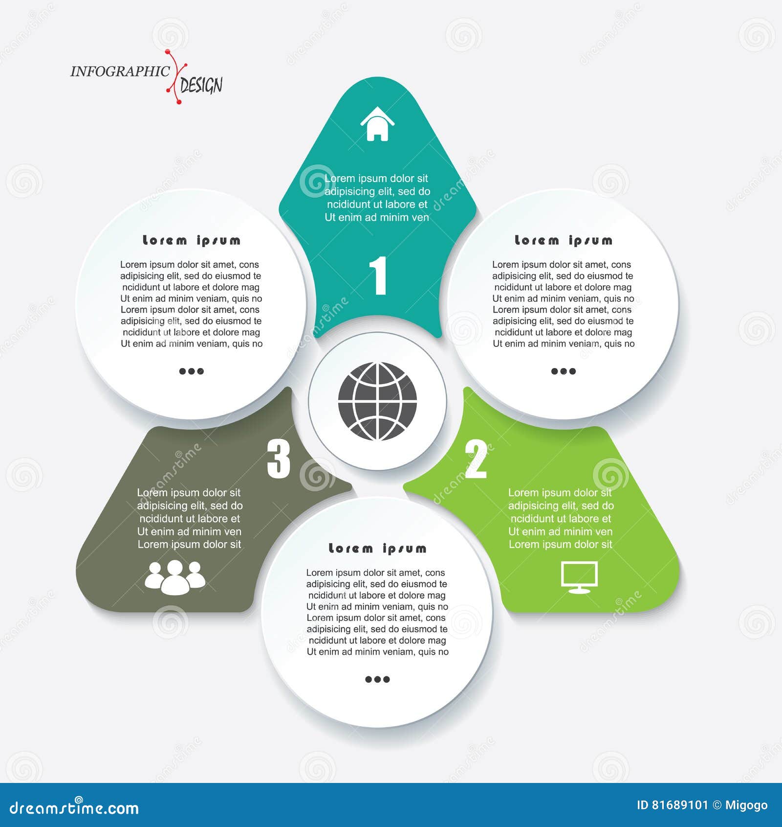 Business Concept Design with Triangle and 3 Segments. Stock Vector ...