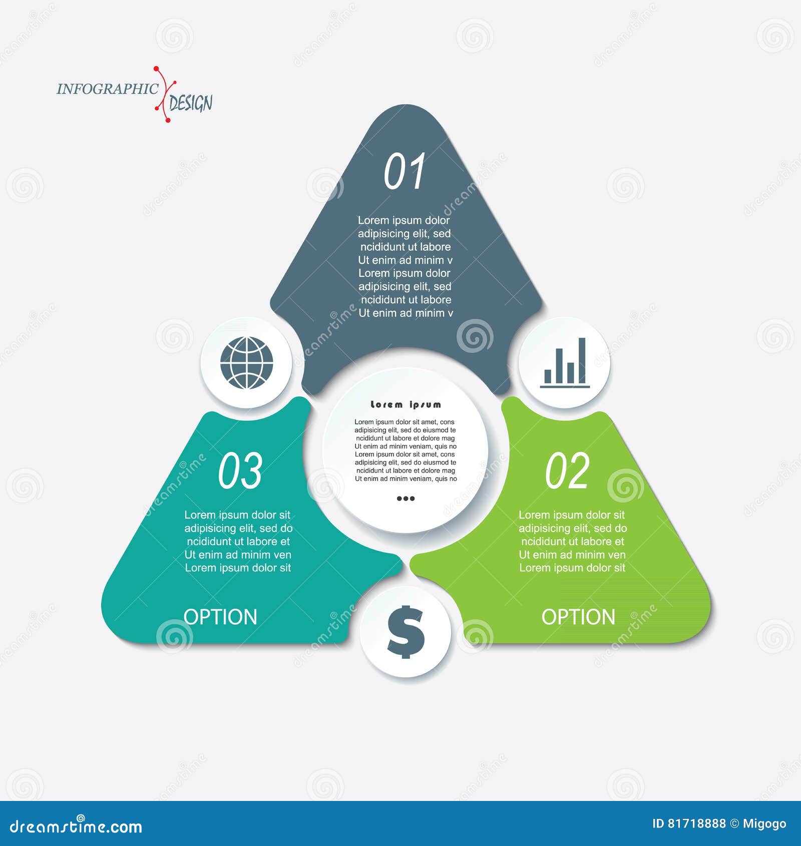 Business Concept Design with Triangle and 3 Segments. Stock Vector ...