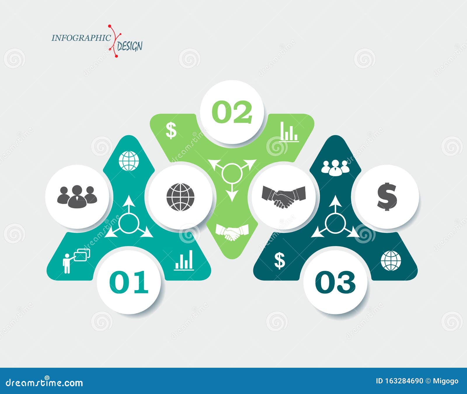 Business Concept Design with Triangles and 3 Segments. Infographic ...
