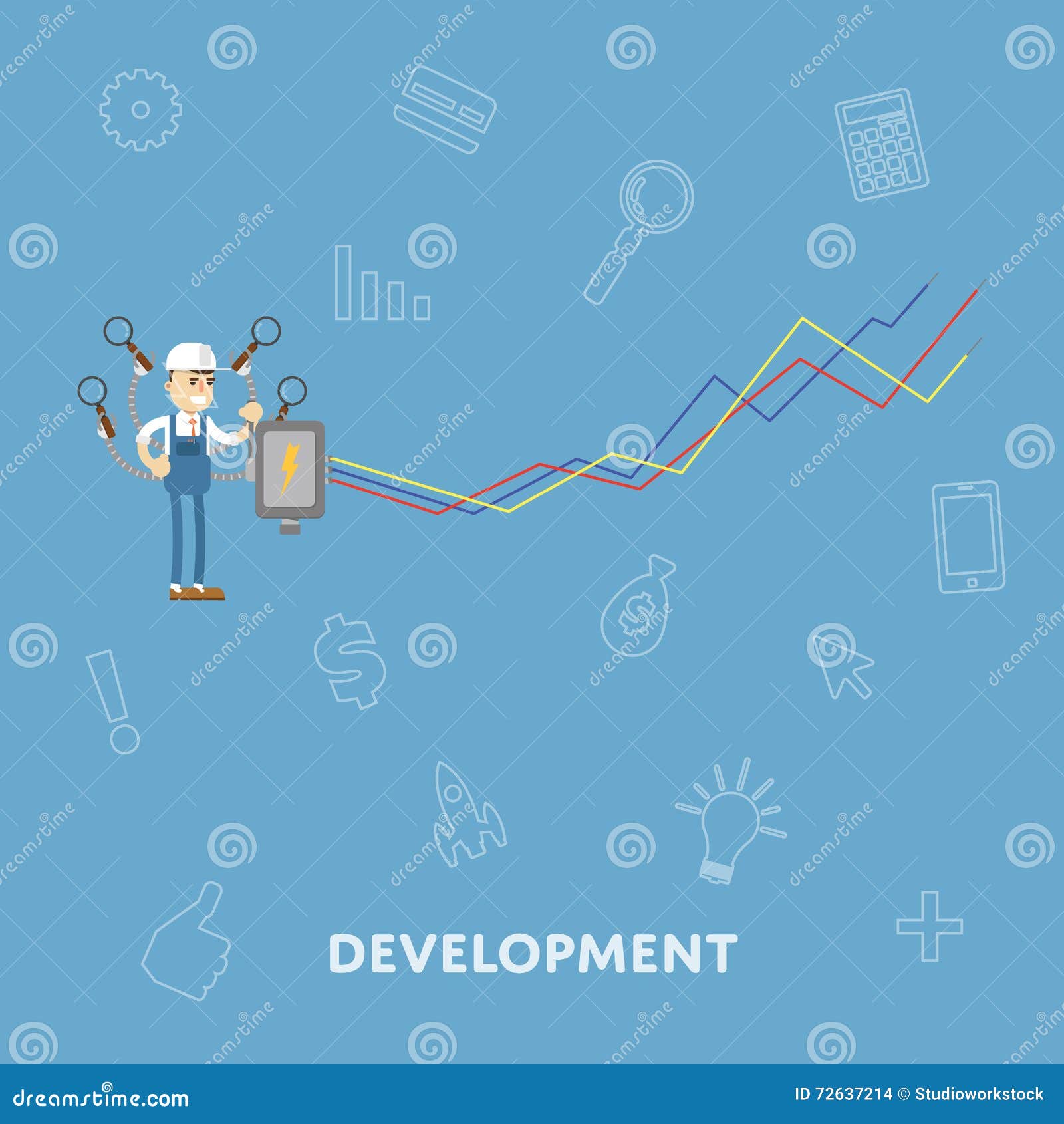 Business Concept Development Flat Vector Stock Vector - Illustration of ...