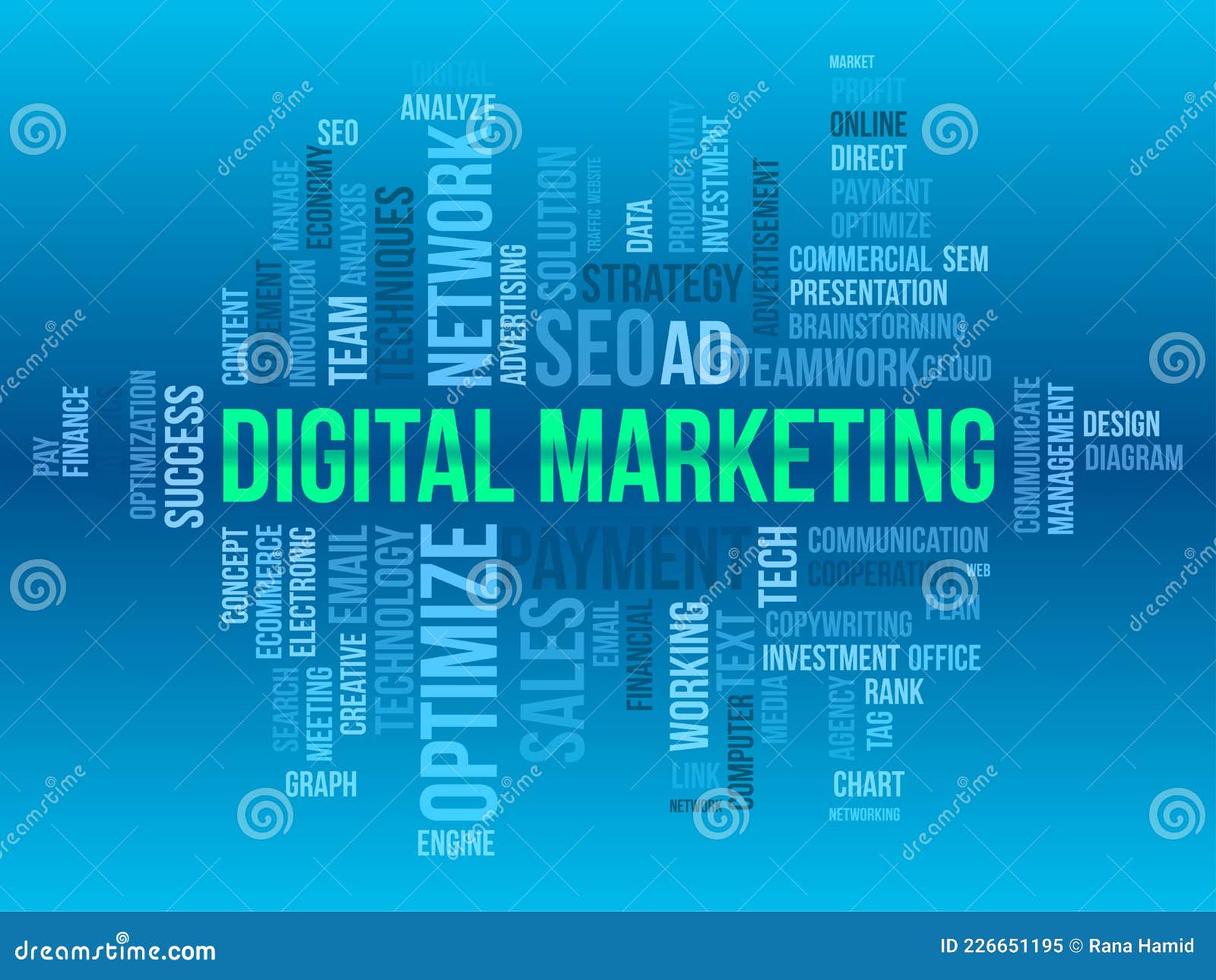 Business Concept, Digital Marketing Word Cloud Vector Template Stock ...