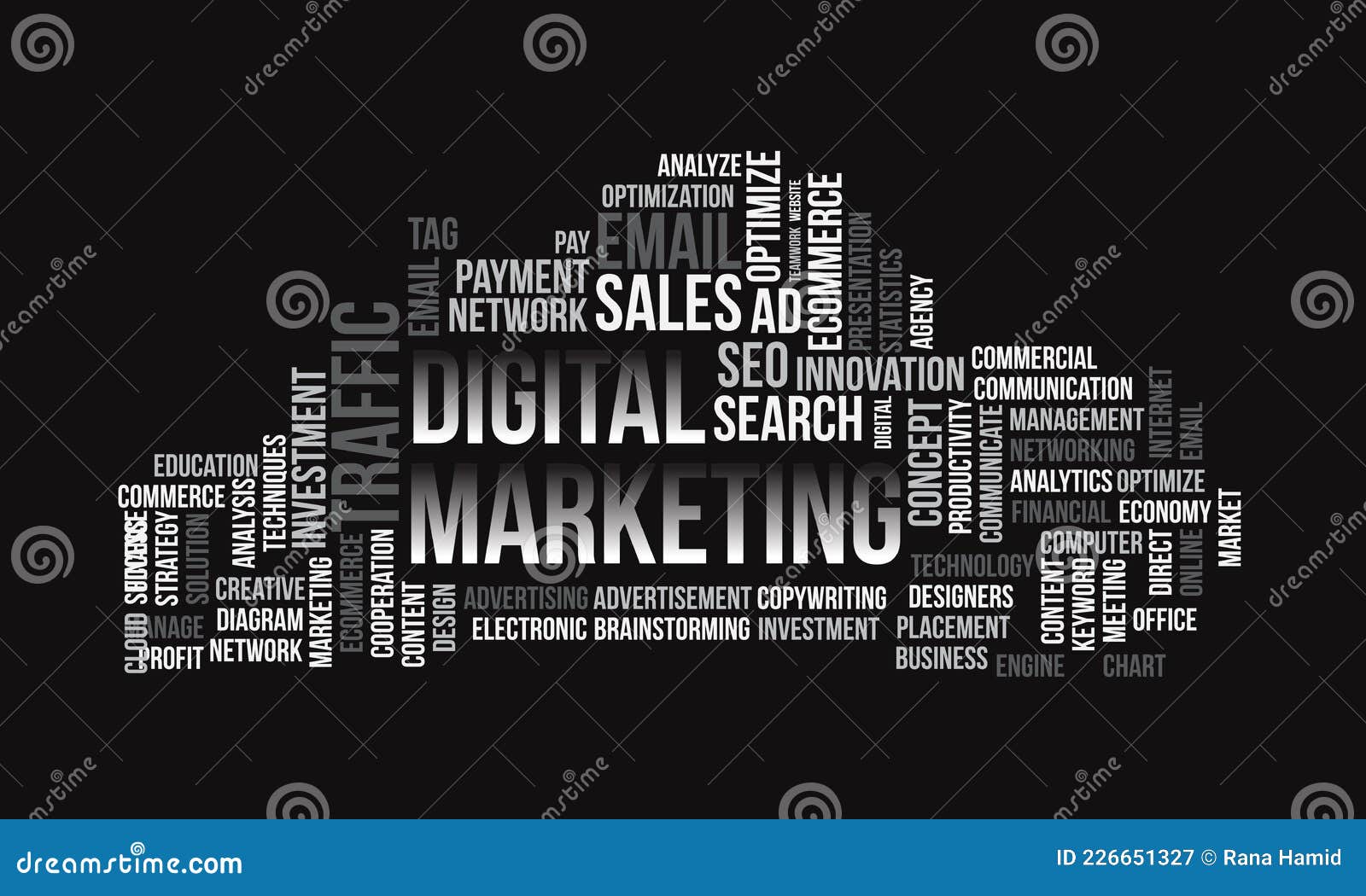 Business Concept, Digital Marketing Word Cloud Vector Template Stock ...