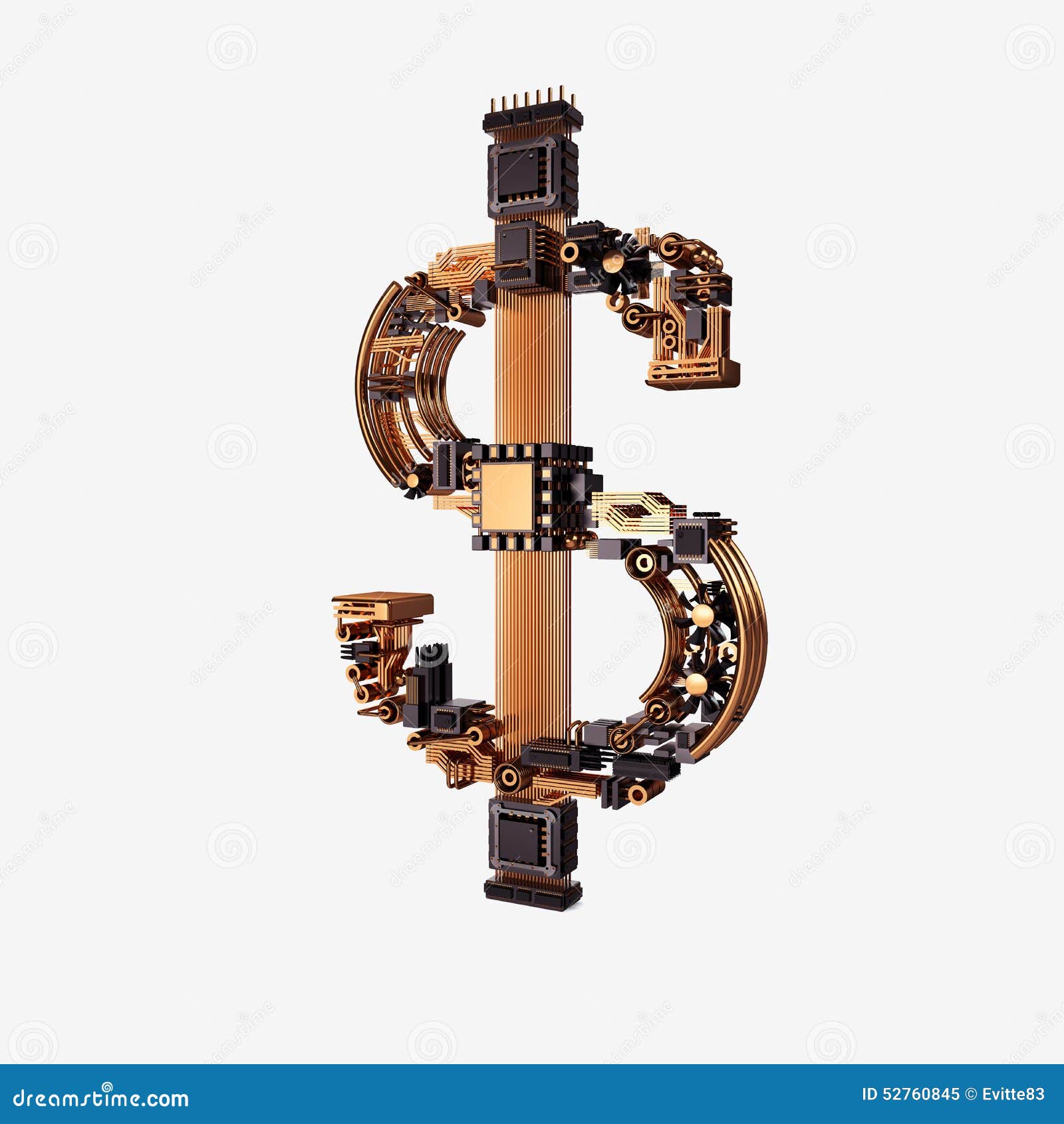 Business Concept. Dollar Currency Symbol of Microchips Isolated on ...