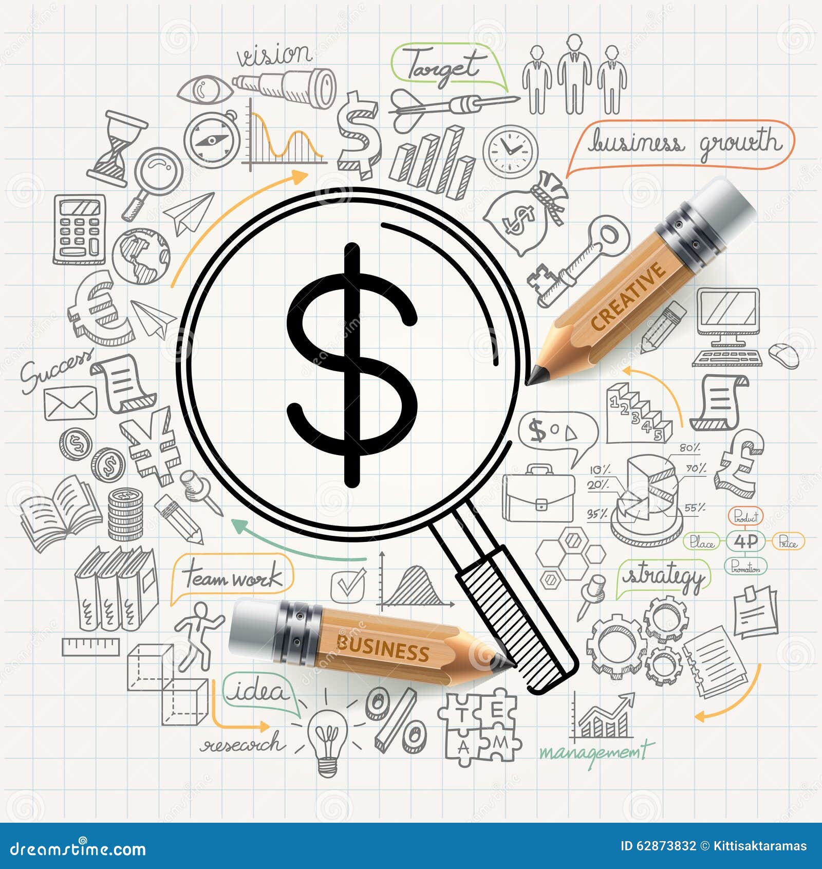 Business Concept Doodles Icons Set. Stock Vector - Illustration of ...