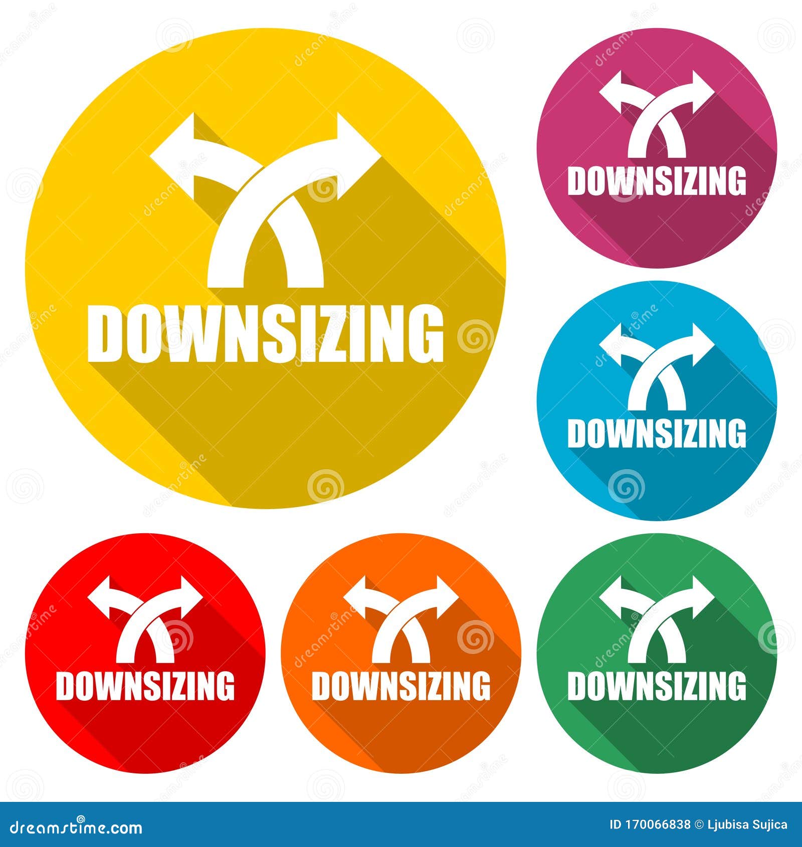 Business Concept, Downsizing Icon with Long Shadow Stock Vector ...