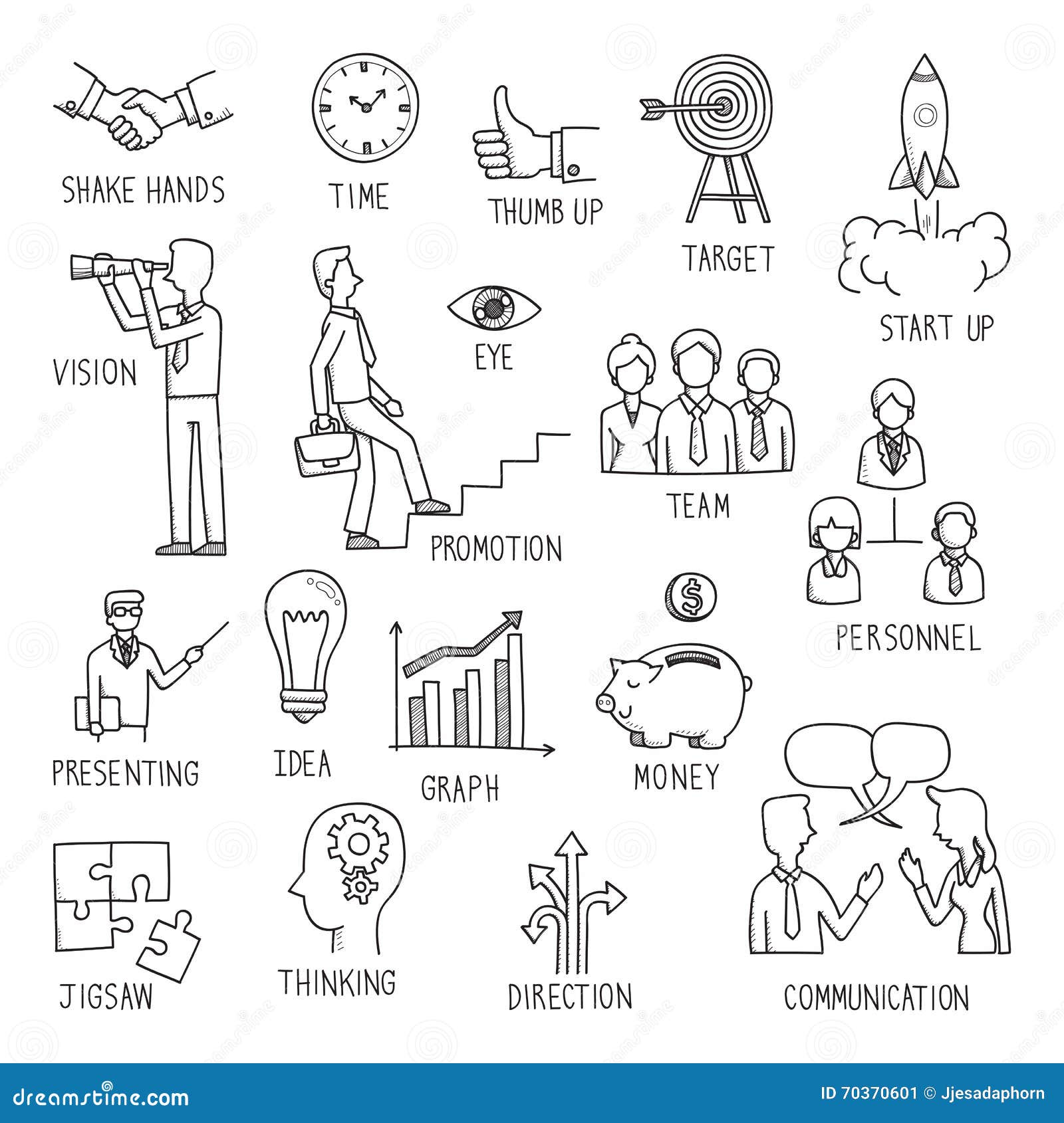 Business concept drawing stock vector. Illustration of jigsaw - 70370601