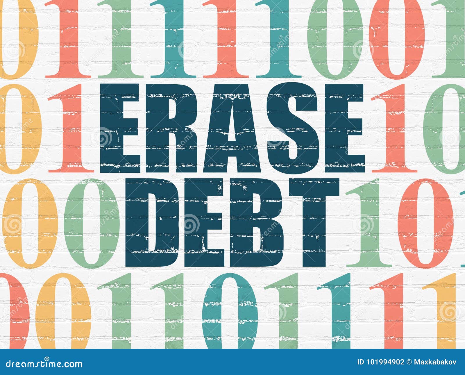 Business Concept: Erase Debt on Wall Background Stock Illustration ...