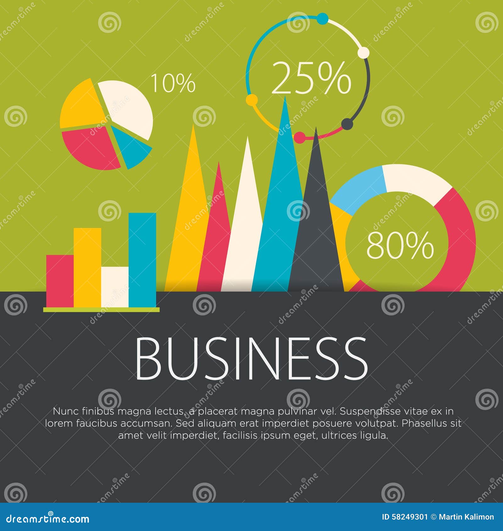 Business Concept in Flat Design. Stock Vector - Illustration of graph ...