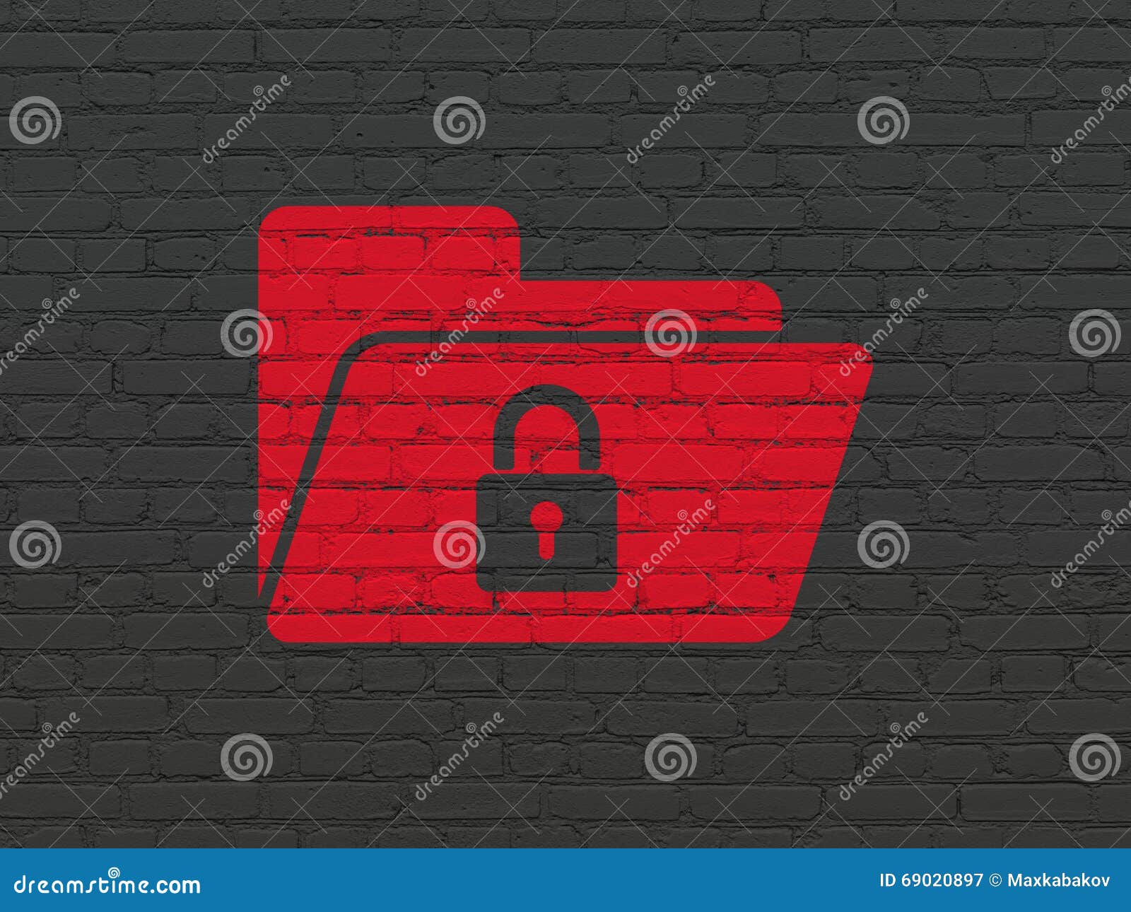 Business Concept: Folder with Lock on Wall Background Stock ...