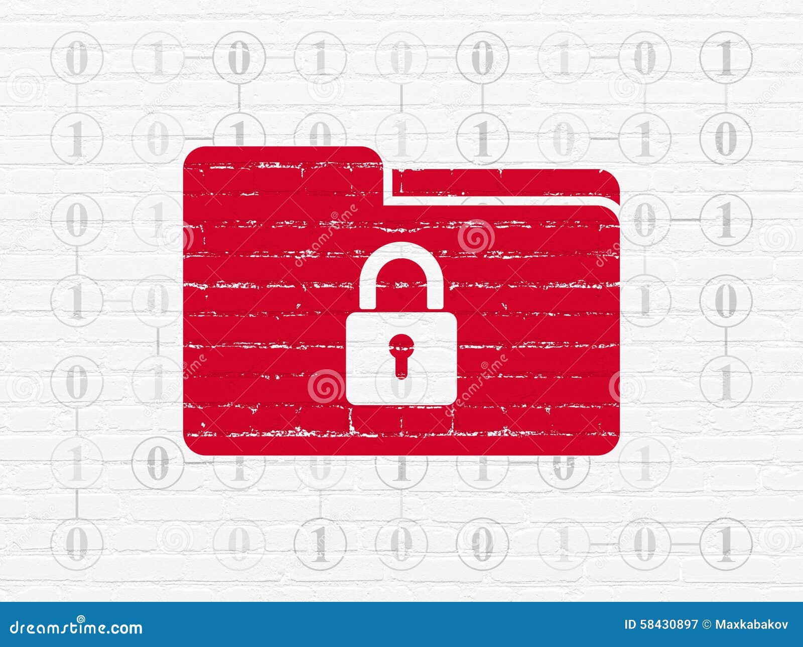 Business Concept: Folder with Lock on Wall Stock Illustration ...