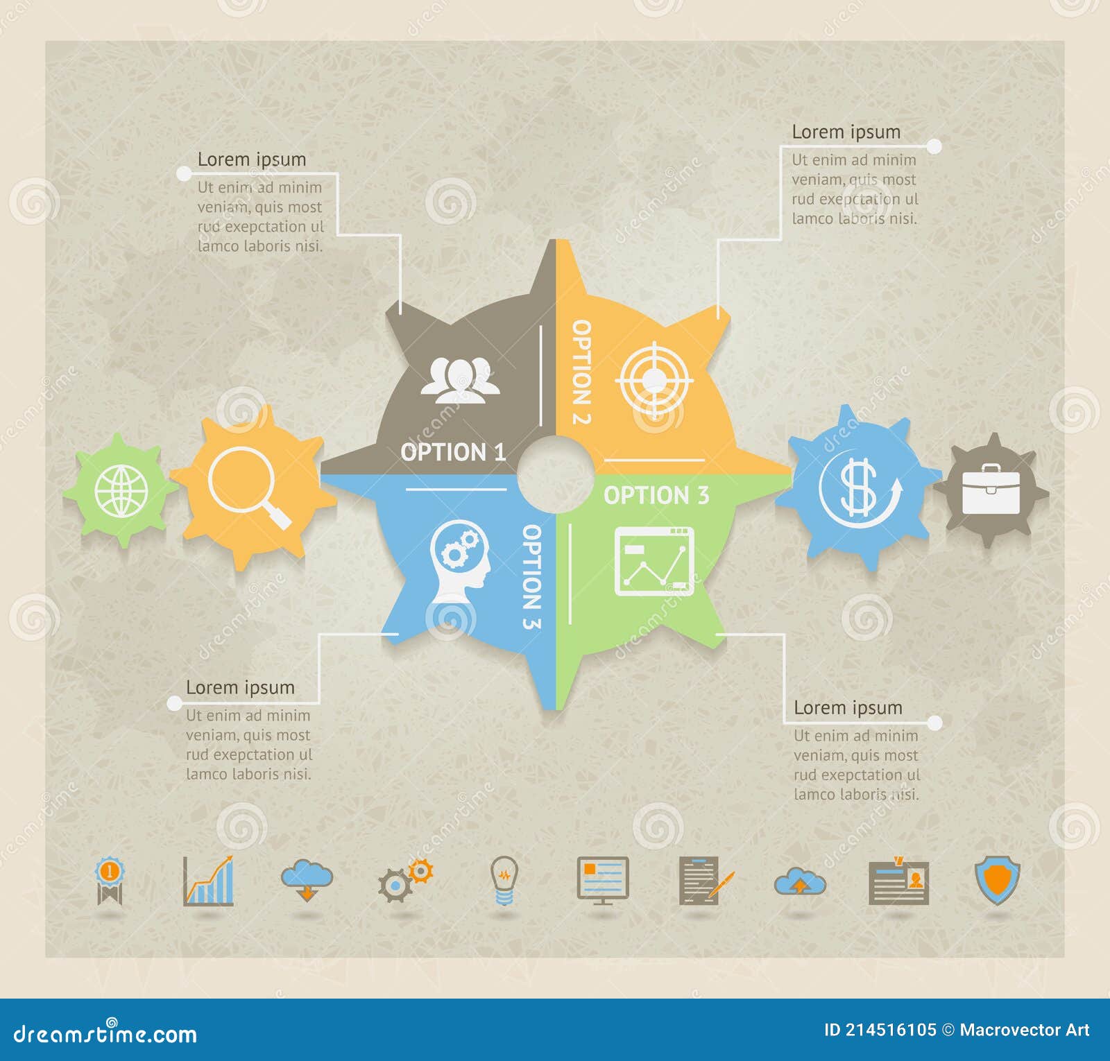 Gears Infographic. Engineering Timeline Concept With 5 Options ...