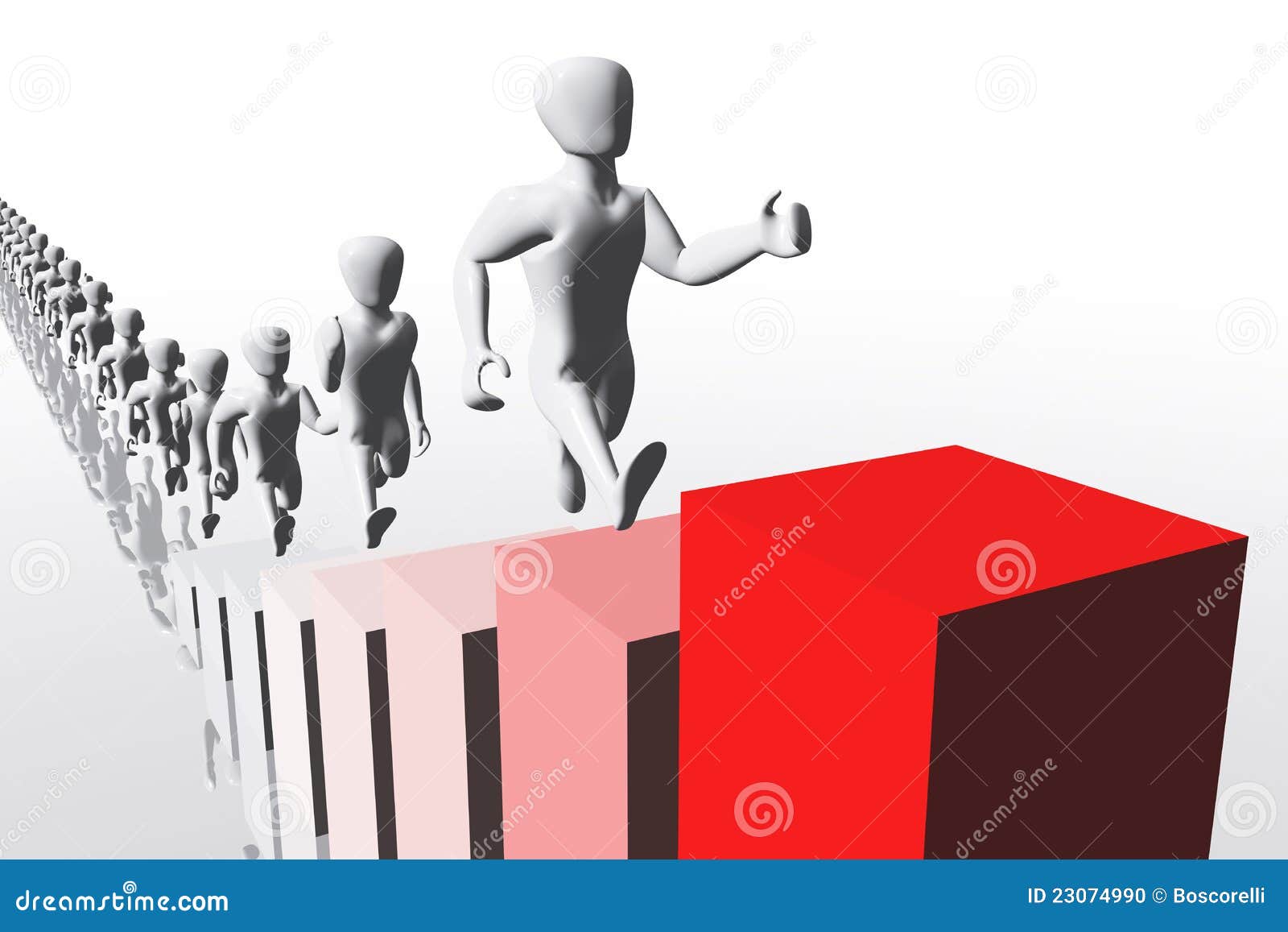 Business Concept Going Up Human Figures 3D Render Stock Illustration ...