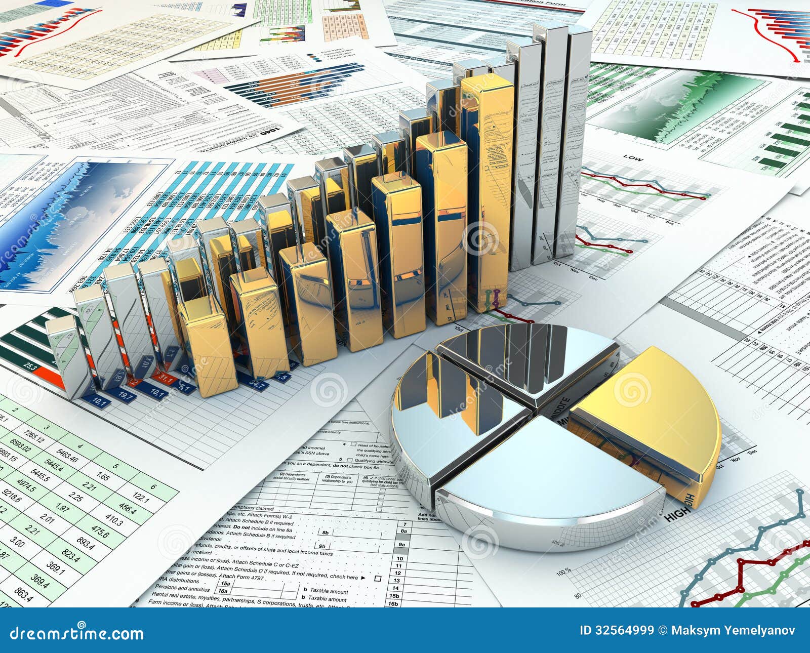 Business Concept. Graph and Charts. Stock Illustration - Illustration ...