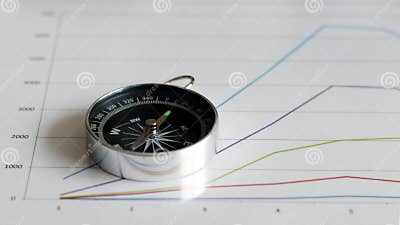 A compass on a chart. stock photo. Image of economy - 198884442