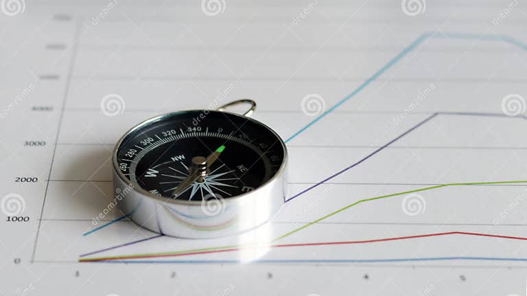 A compass on a chart. stock photo. Image of economy - 198884442