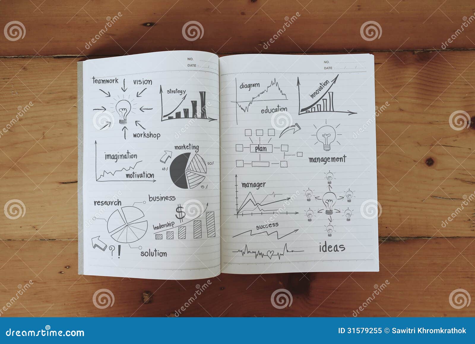 Business Concept and Graph Drawing on Book Stock Image - Image of ...
