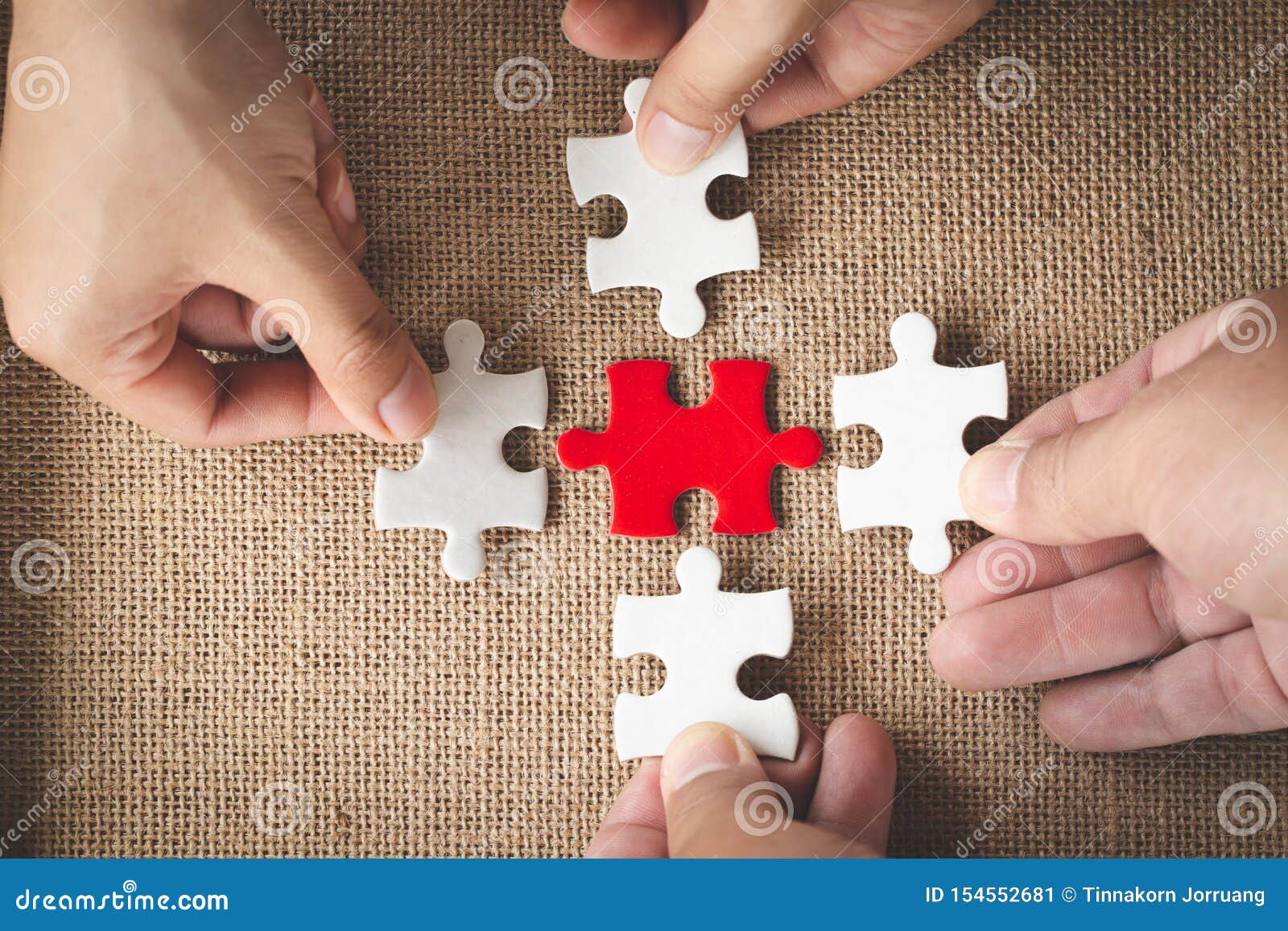 Business Concept, Group of Business People Assembling Jigsaw Puzzle and ...