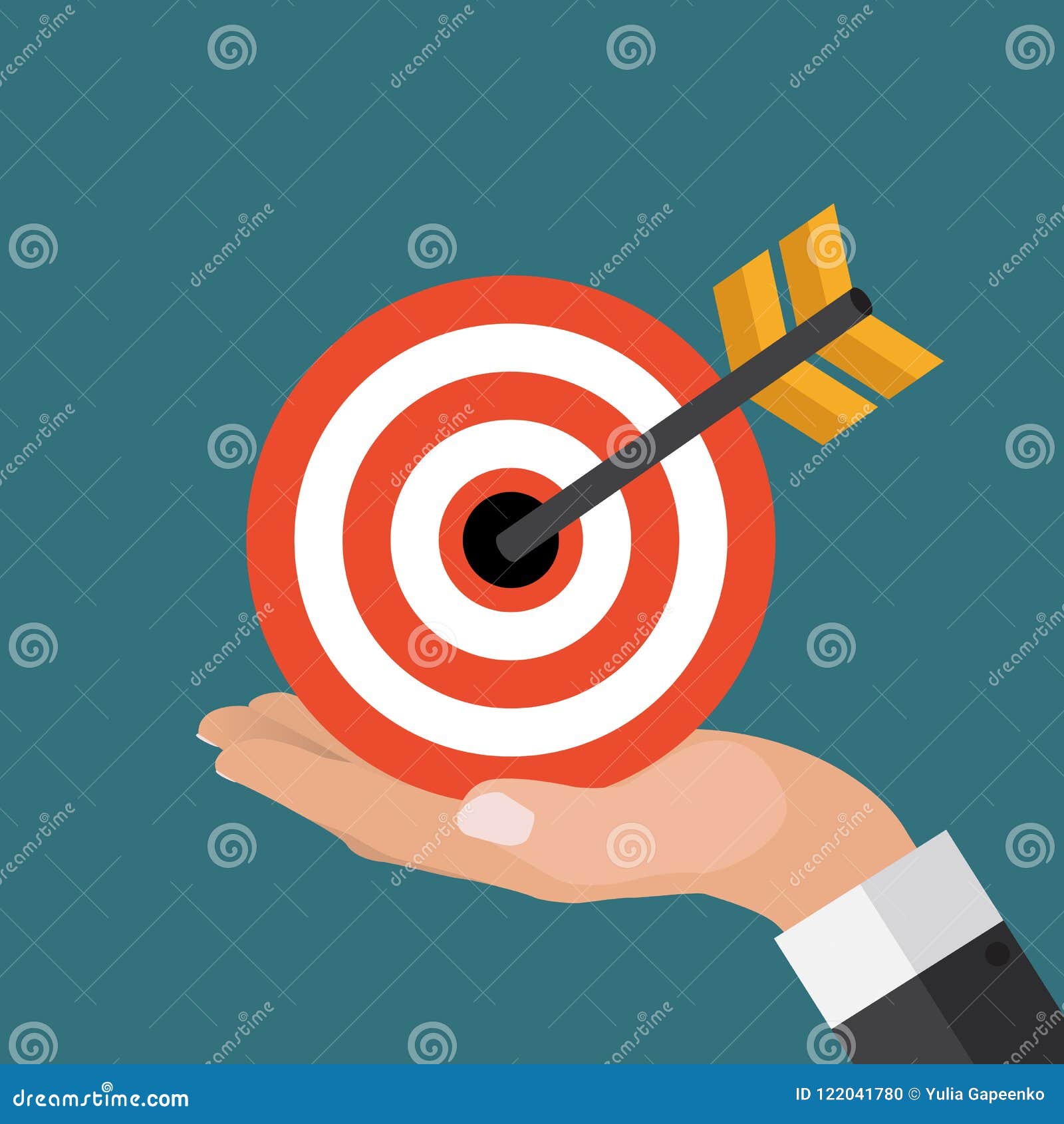Business Concept with Hand of Businessman Hold Target with Arrow in ... Business Concept with Hand of Businessman Hold Target with Arrow in ...