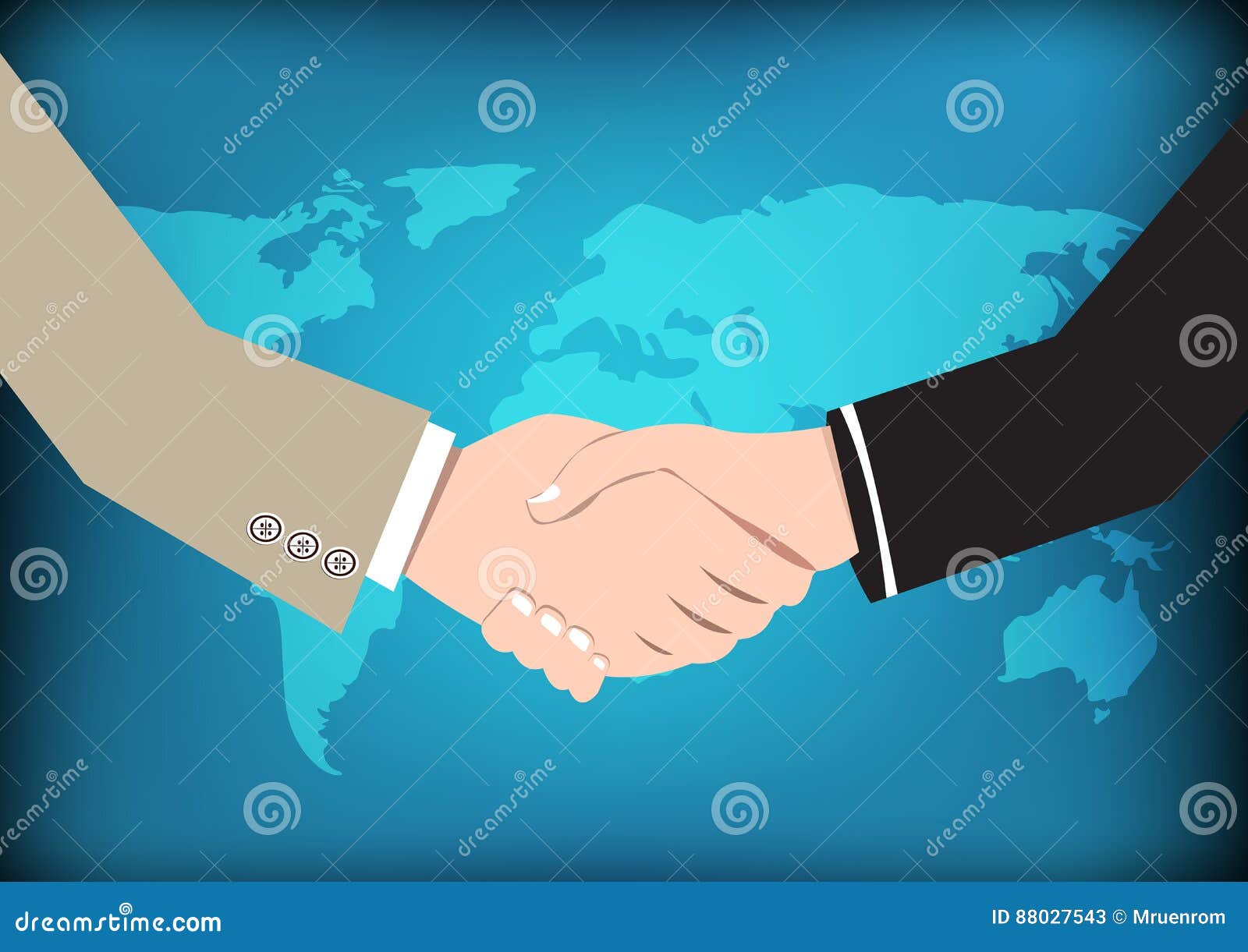 Business Concept Handshake on World Map Background Stock Vector ...