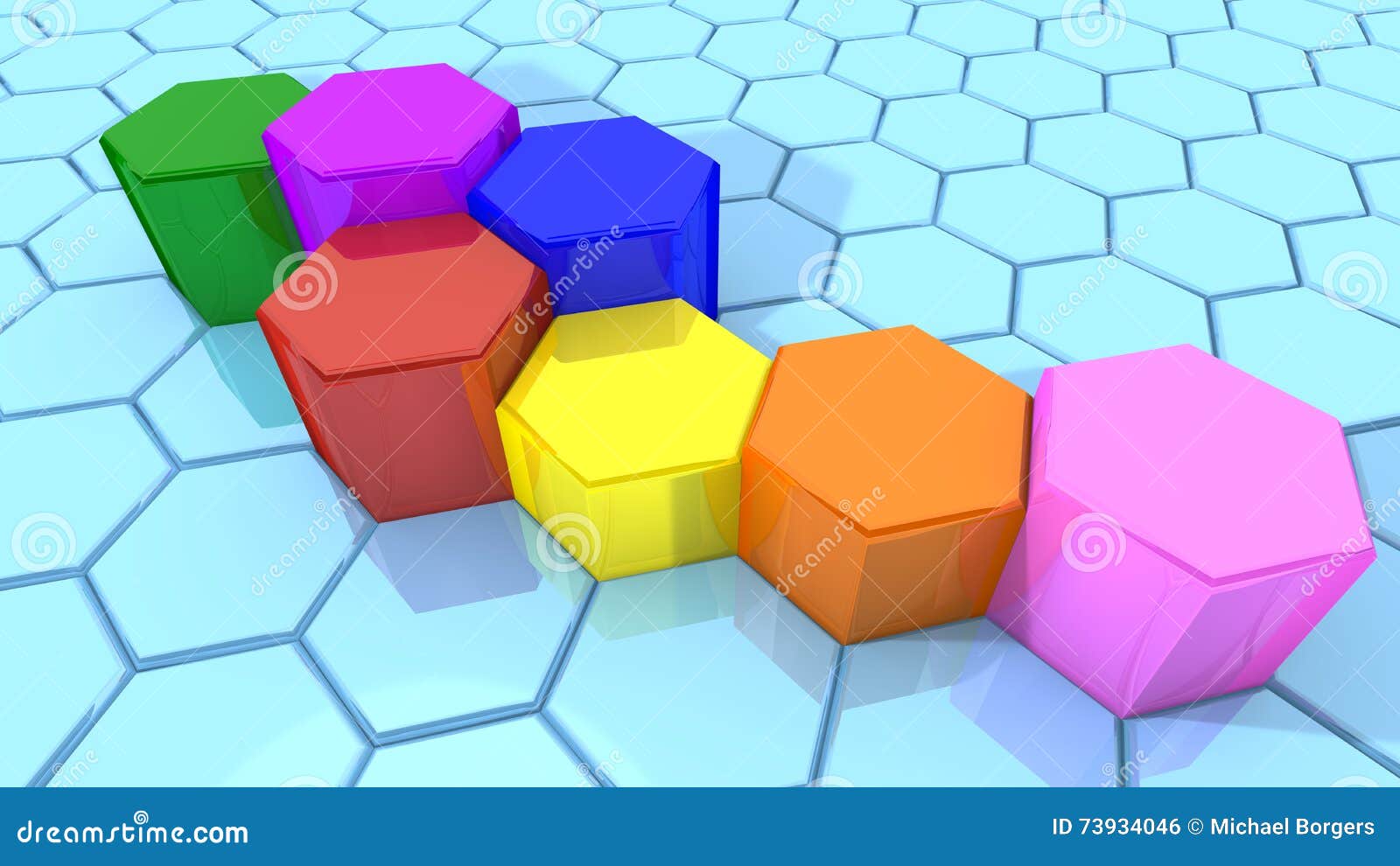 Business Concept with Hexagon Pillars Stock Illustration - Illustration ...